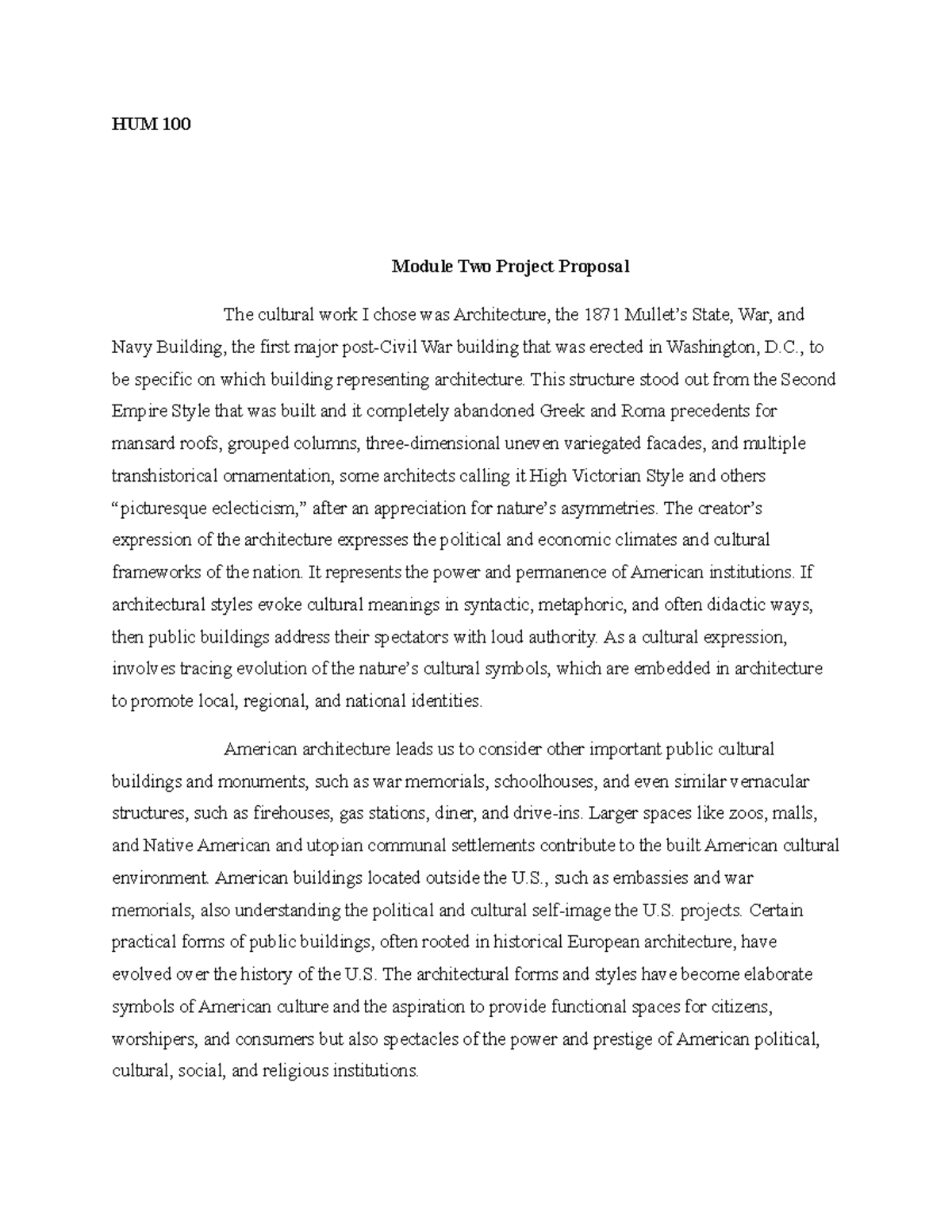 Hum 100 mod 7 - module seven project - HUM 100 Module Two Project ...