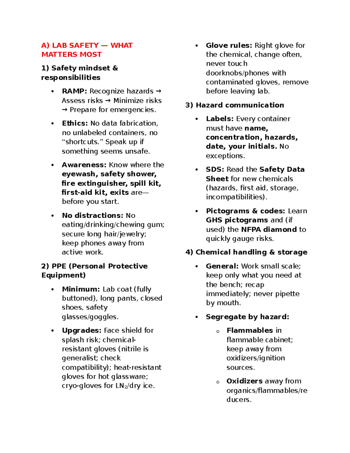 Biochem 101: Lab Safety & Glassware Best Practices Guide - Studocu