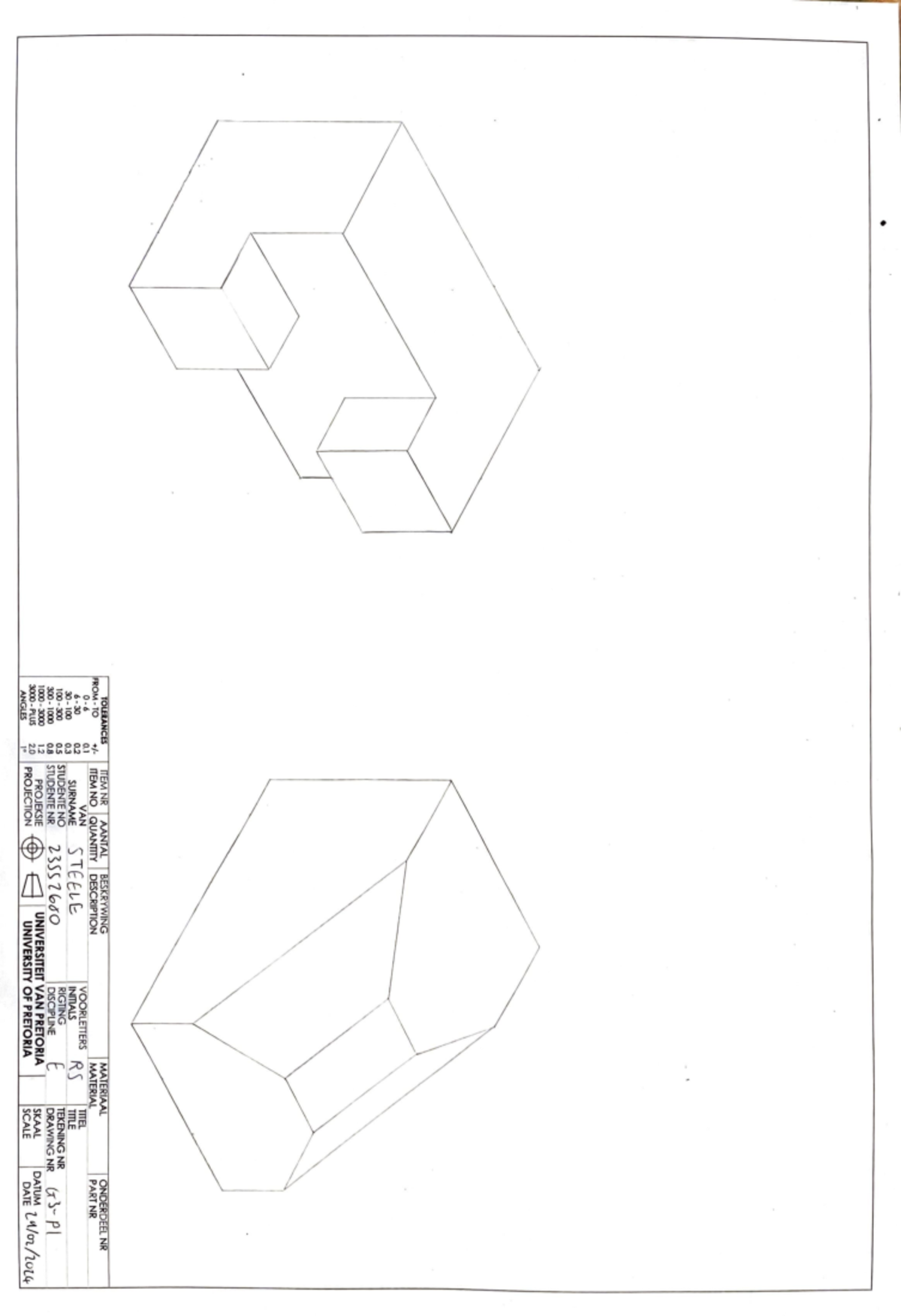 Practical 1 isometric drawings - • } ." \ ####### TOlflAHCES ITEM NR ...