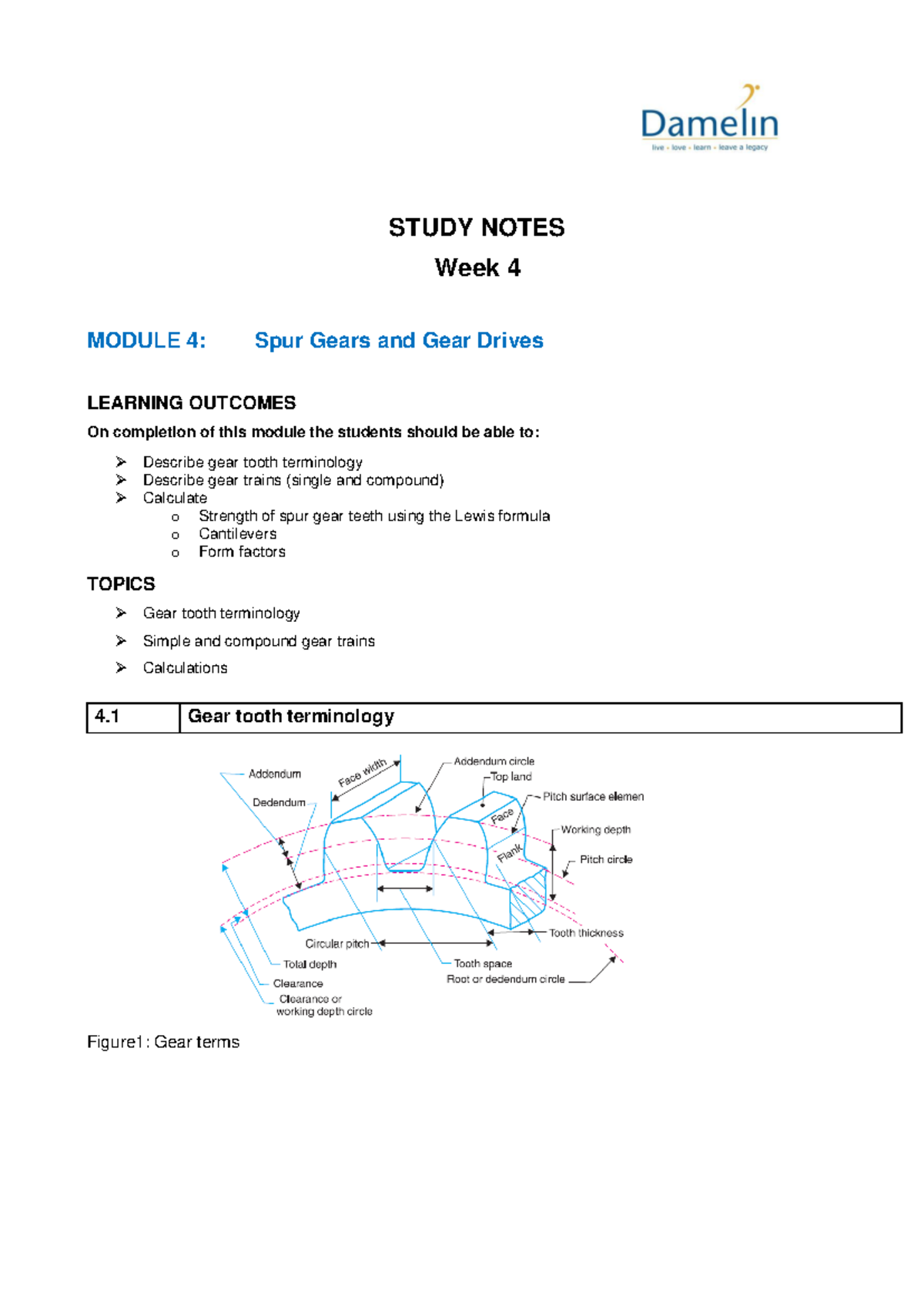 SPUR Gears & Gear Drives Study Notes (Module 4) - Week 4 - Studocu