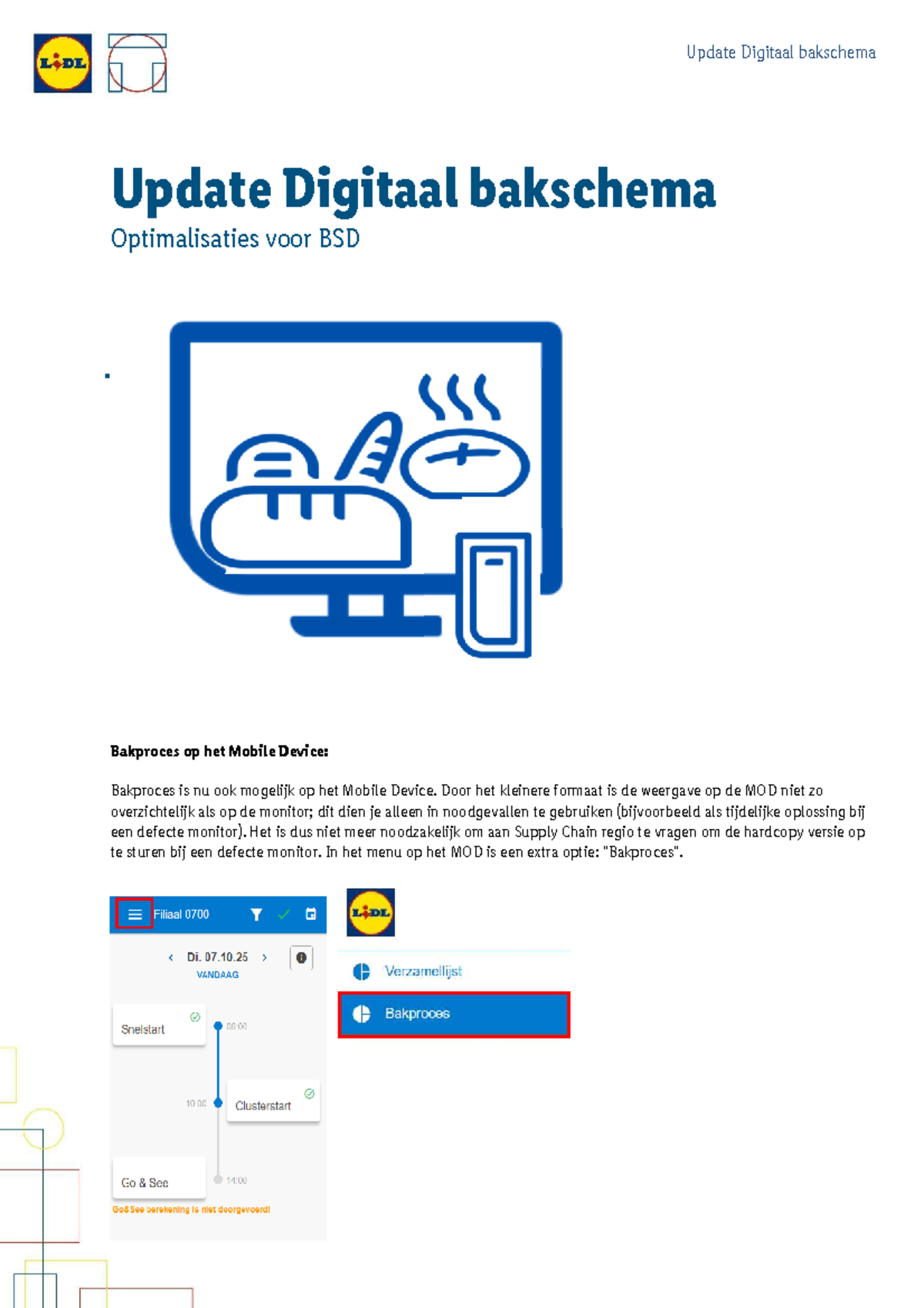 FI Update Digitaal Bakschema: Optimalisaties voor BSD Bakproces - Studocu