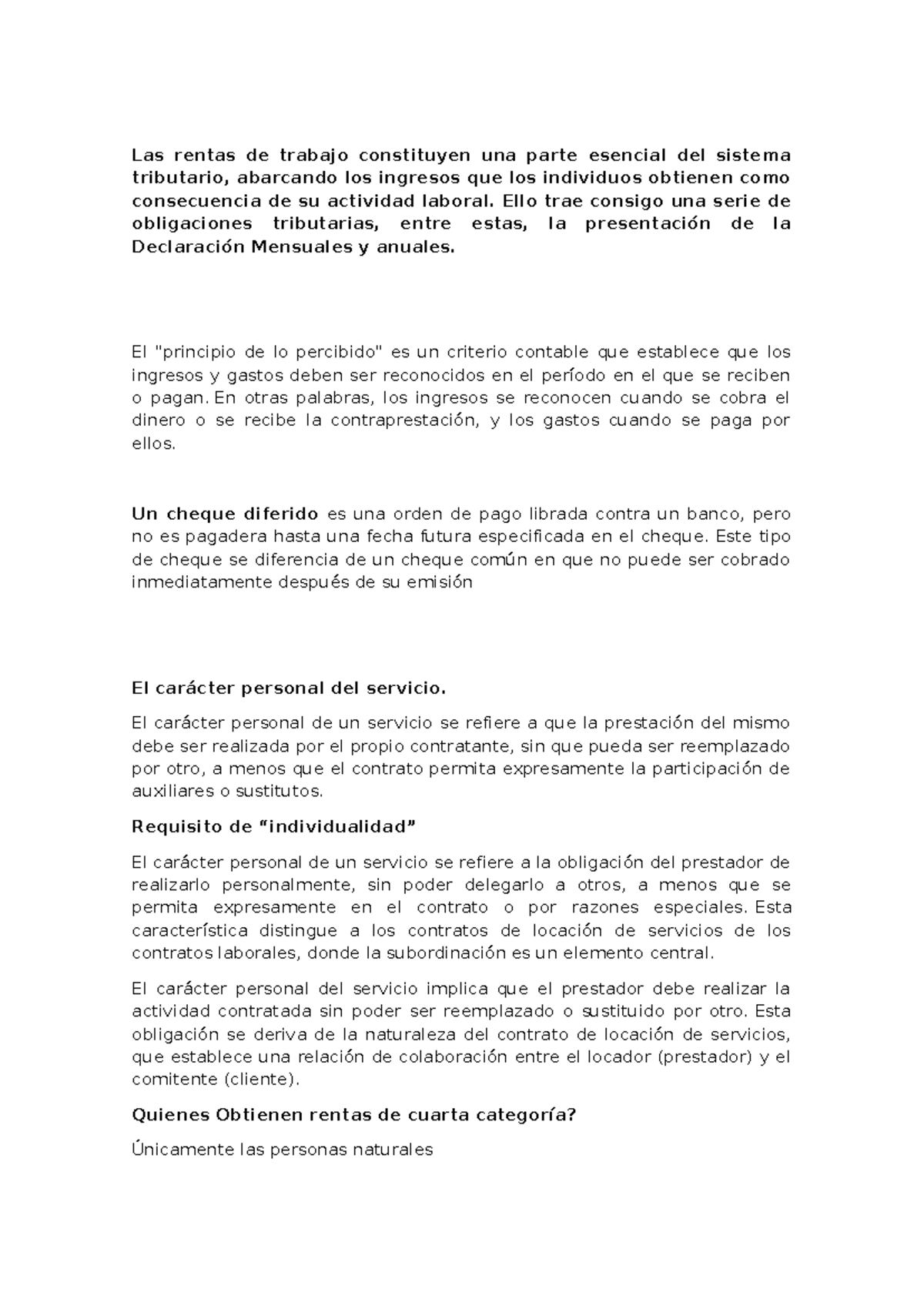Informe sobre Rentas de Trabajo y Obligaciones Tributarias - PARA Exponer Deibis - Studocu