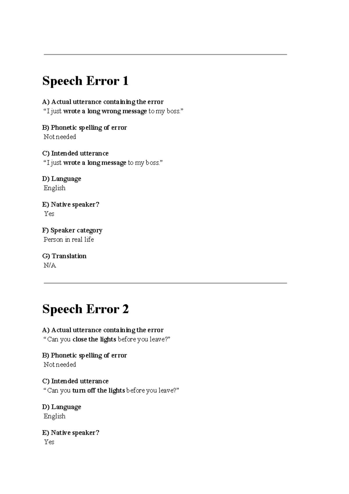 Speech Errors Analysis and Reflection - March 7 Notes - Studocu