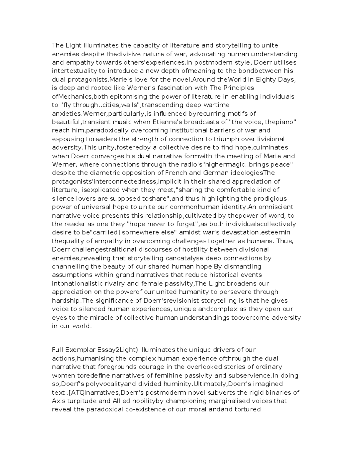 ENG 124 Final Essay: The Power of Storytelling in Doerr's Narrative ...