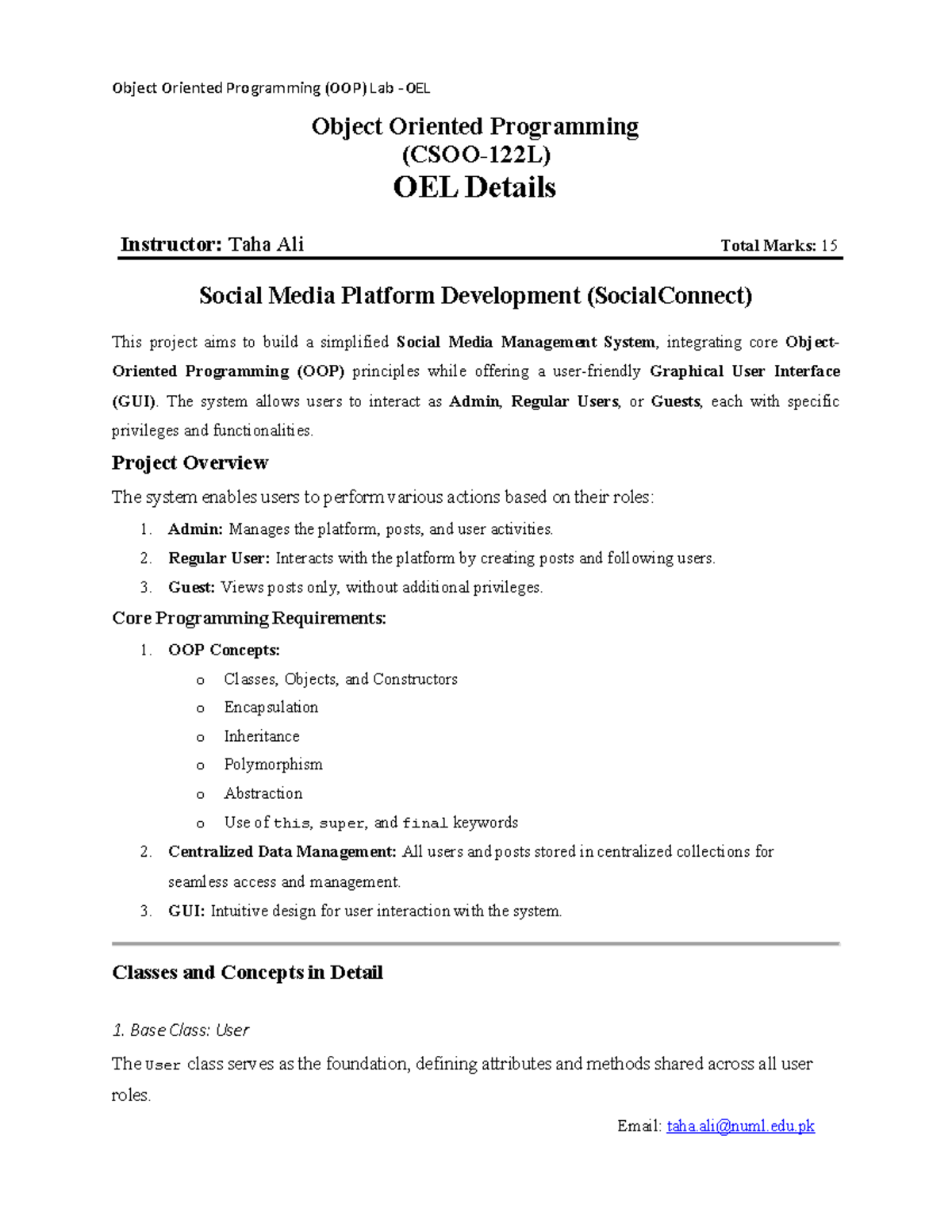 OEL Object Oriented Programming Lab: Scenarios for Open Ended Project - Studocu