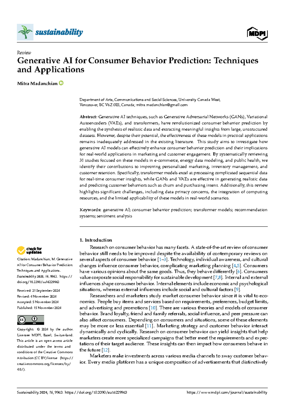 Generative AI Techniques for Consumer Behavior Prediction: A Review ...