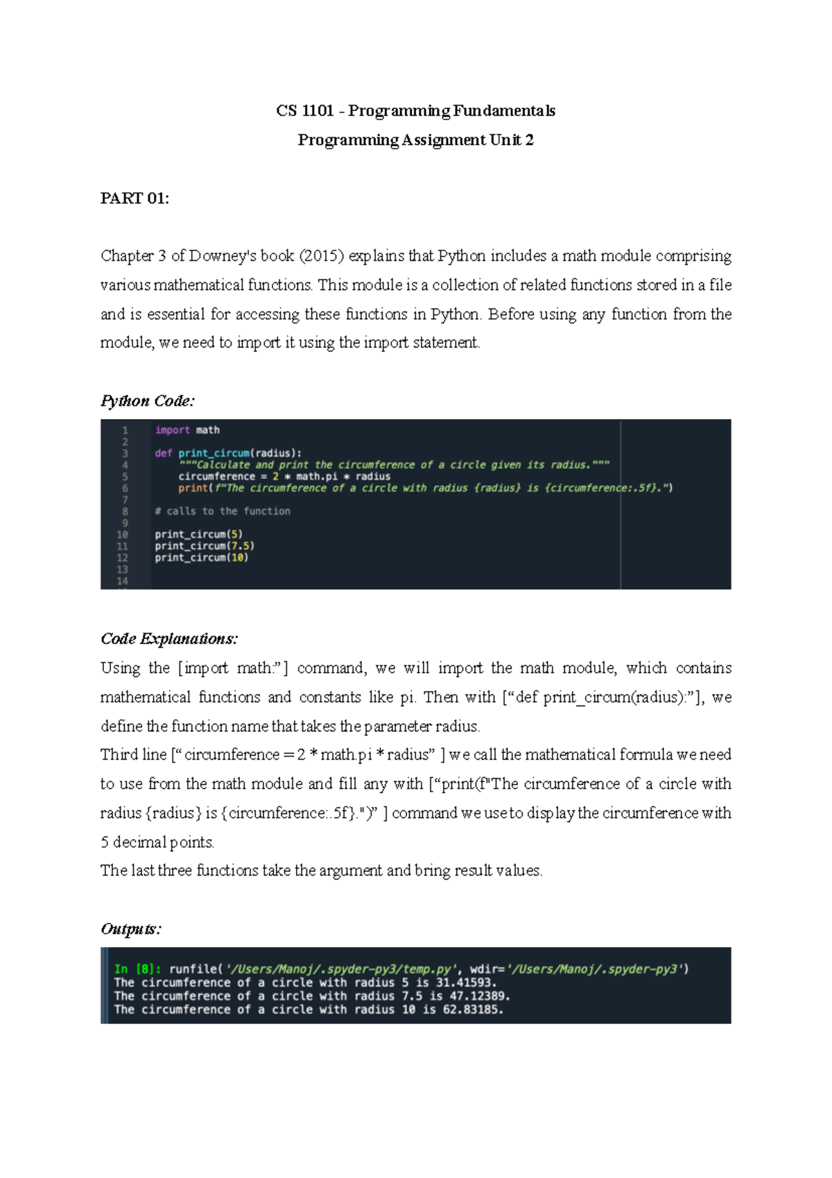 CS 1101 - Programming Assignment 2: Math Module & Discount Functions - Studocu