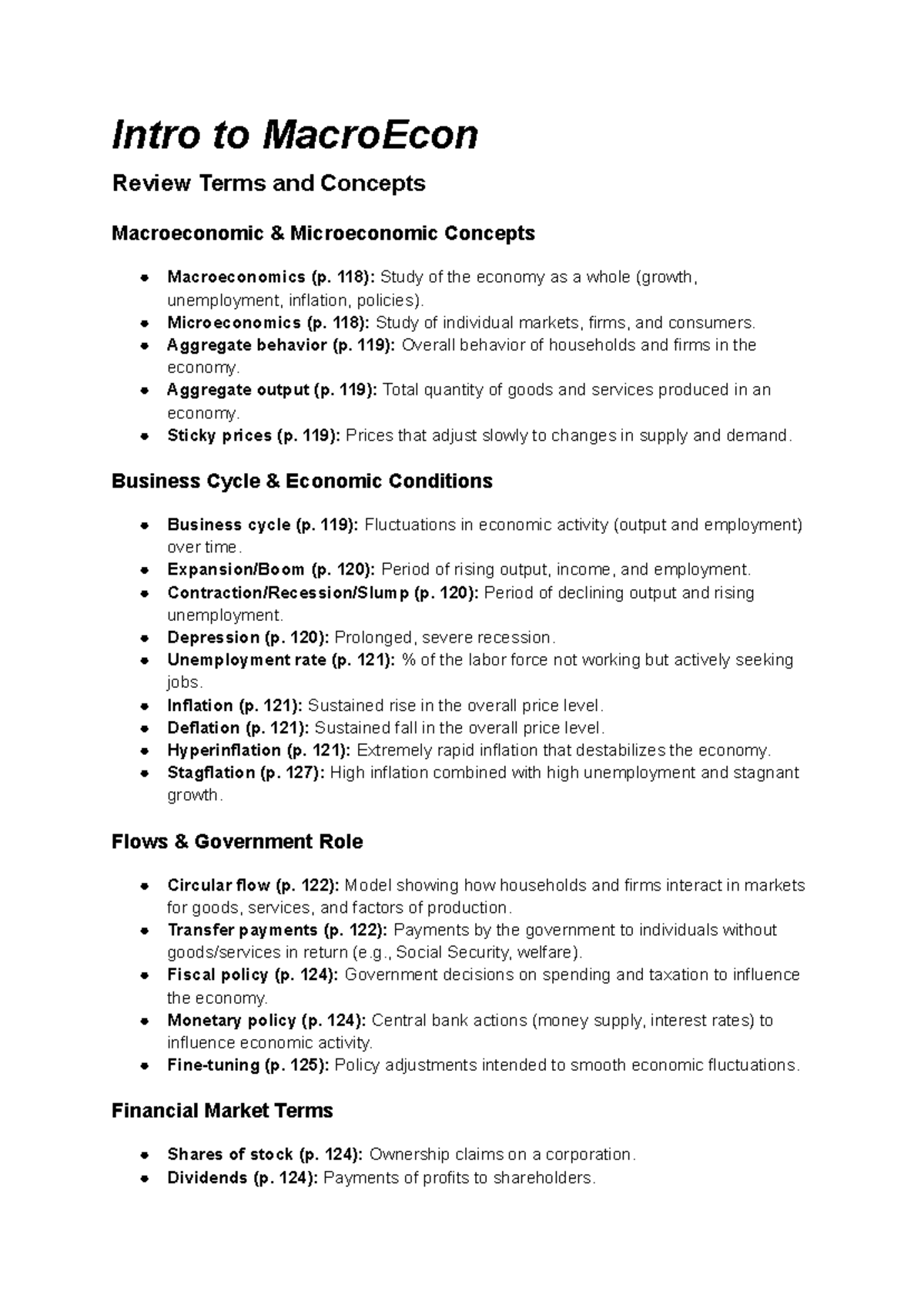 Macro 101: Chapter 1 Notes on Key Terms & Concepts - Studocu
