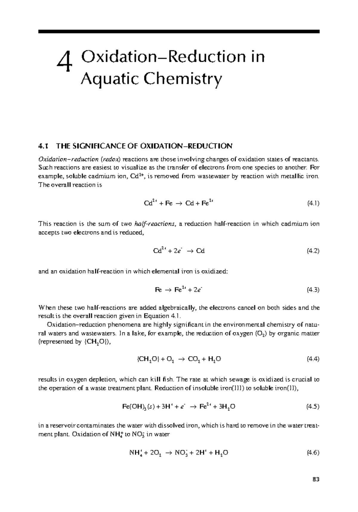 Chapter 4: Redox Processes in Environmental Chemistry (ENV 101) - Studocu