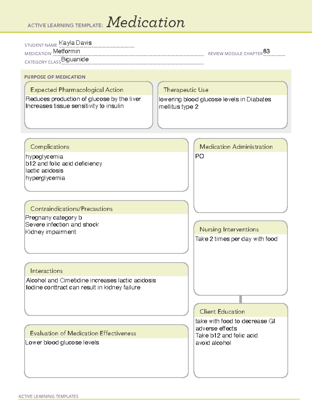 Metformin Active Learning Template - Med Surg Review Module - Studocu