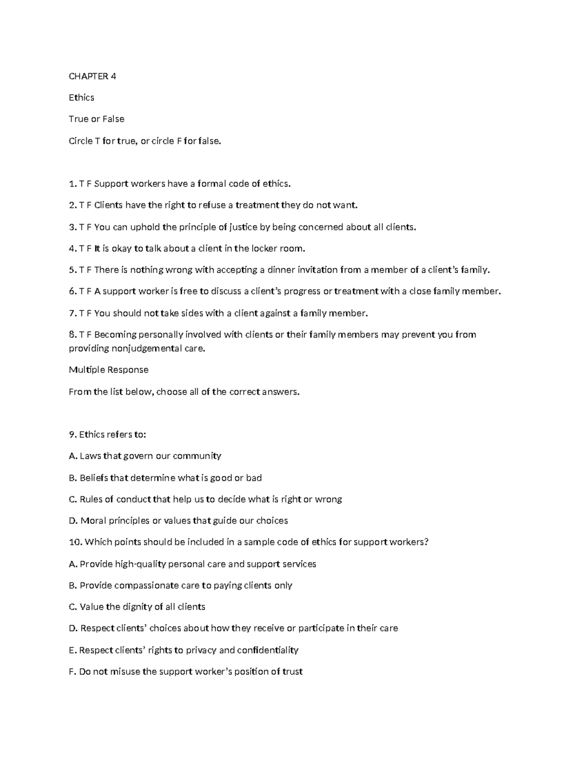 Chapter 4 - PSW Workbook: Ethics Principles and Practices - Studocu