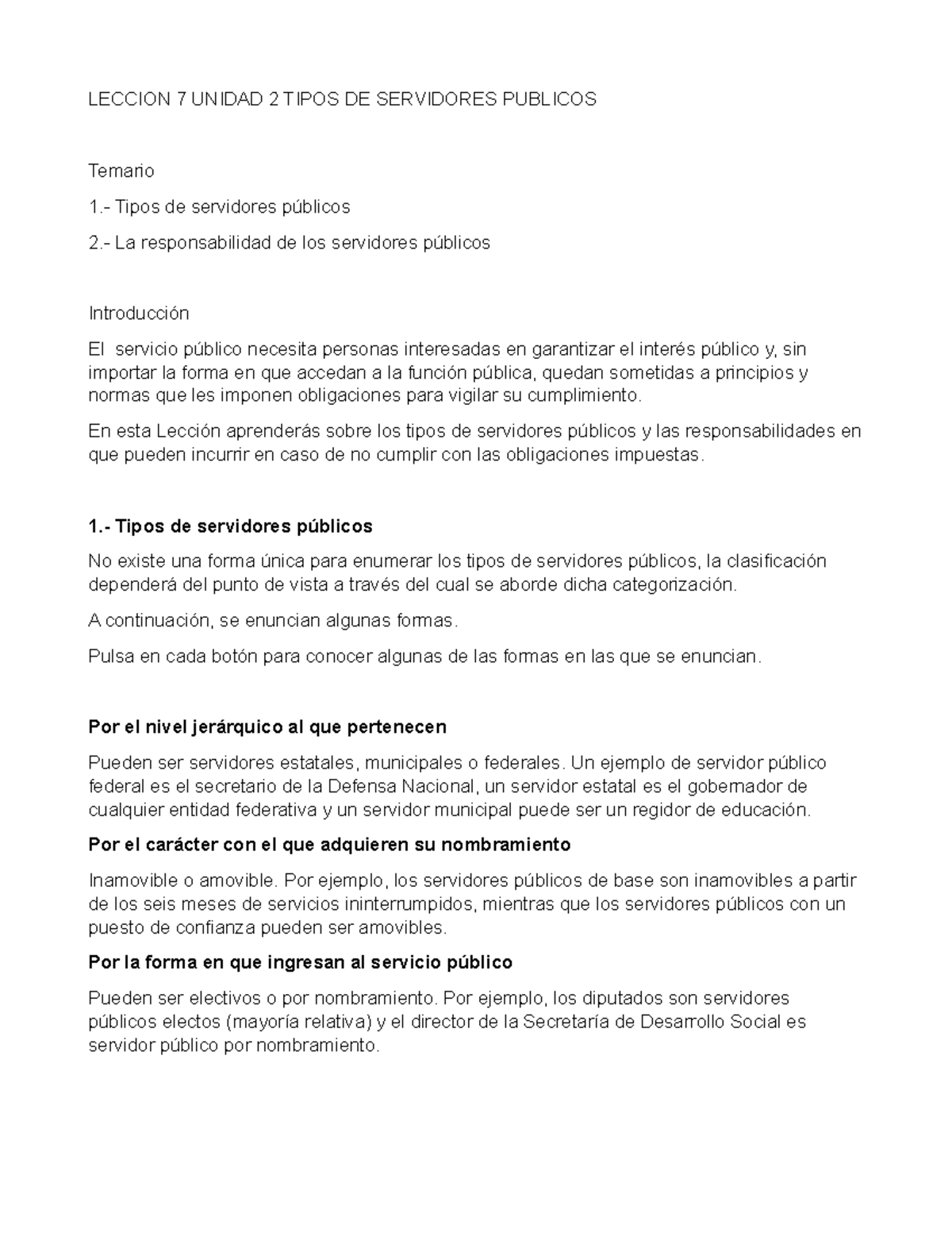 Leccion 7 Unidad 2 Tipos DE Servidores Publicos - LECCION 7 UNIDAD 2 ...
