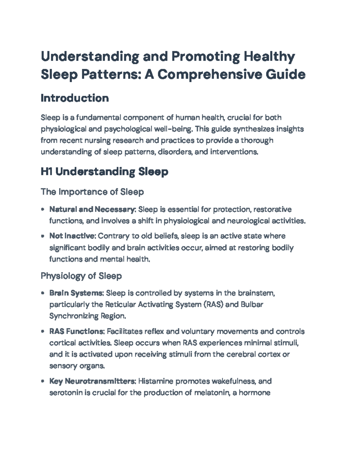 NURS 303: Understanding & Promoting Healthy Sleep Patterns Guide - Studocu