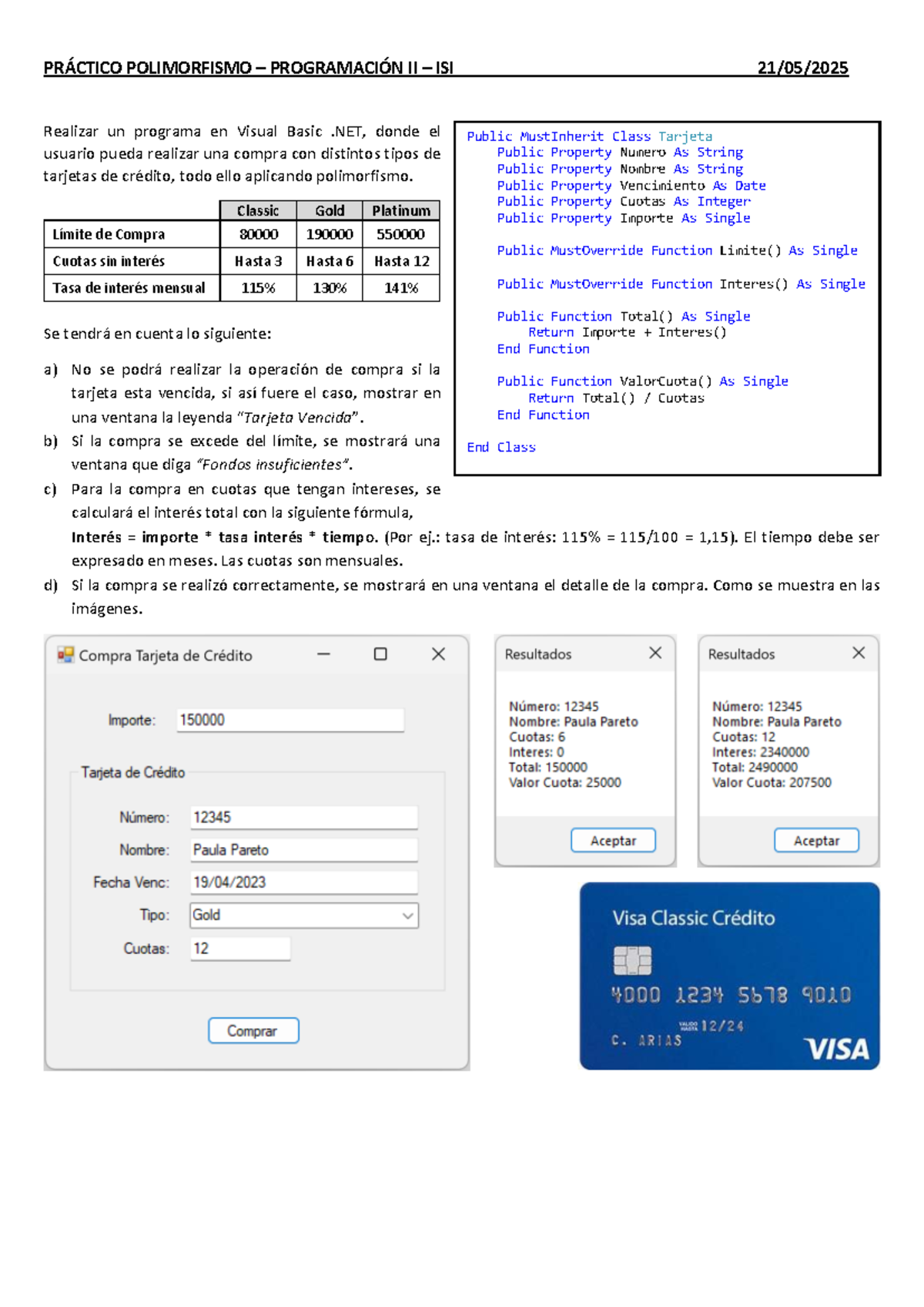 Práctico Polimorfismo Programación II - Visual Basic .NET 21-05-25 - Studocu