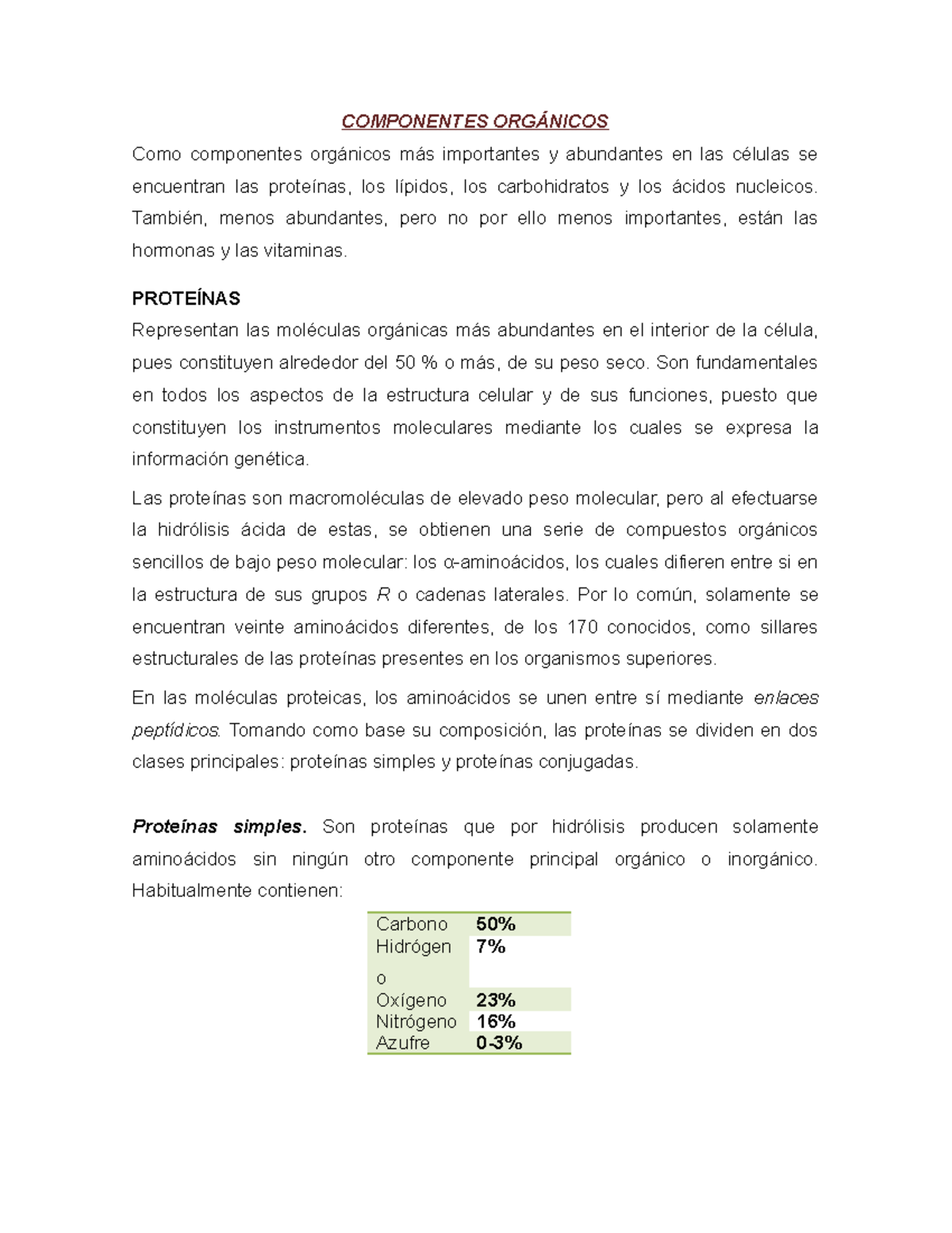 Componentes Orgánicos de la Célula: Proteínas, Carbohidratos y Más ...