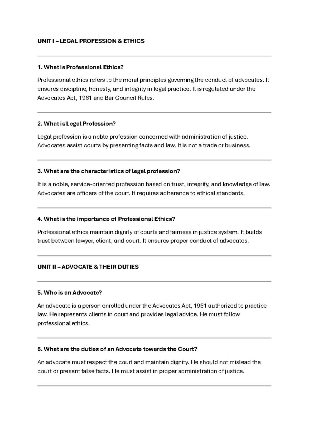 Legal Profession Ethics & Duties: A Comprehensive Guide (LAW 101) - Studocu