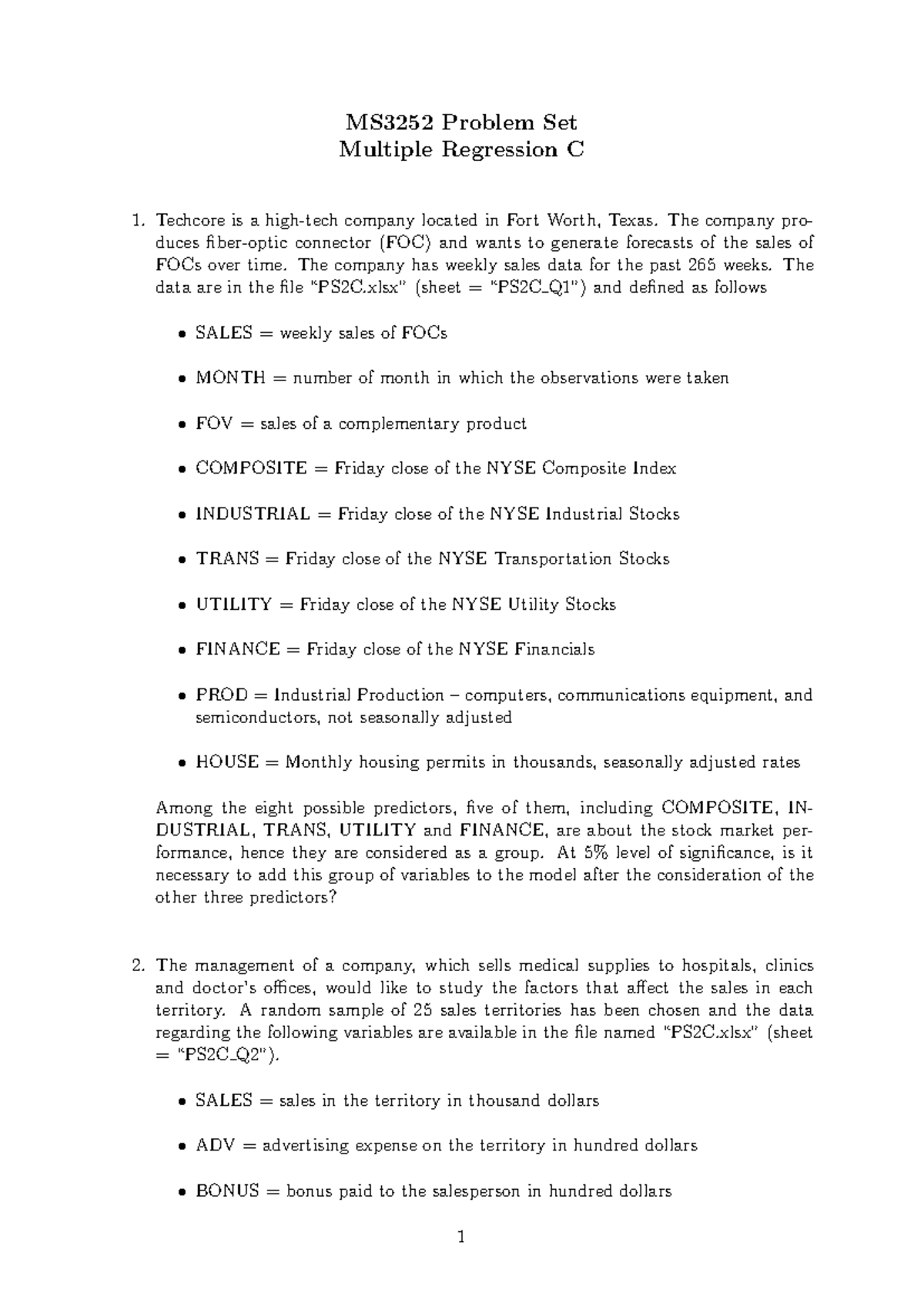 PS2C - Multiple Regression Problem Set 2C Analysis and Insights - Studocu