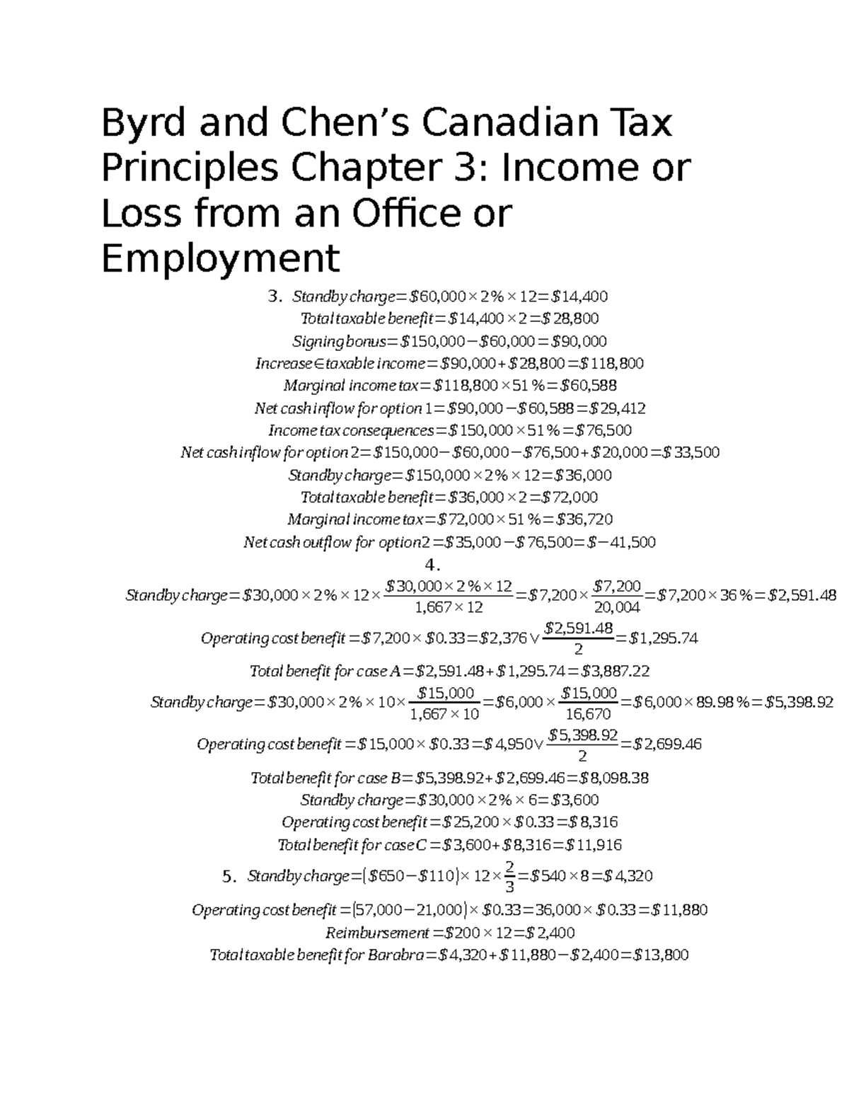 Byrd and Chen ACC 101 Chapter 3: Income from Employment Analysis - Studocu