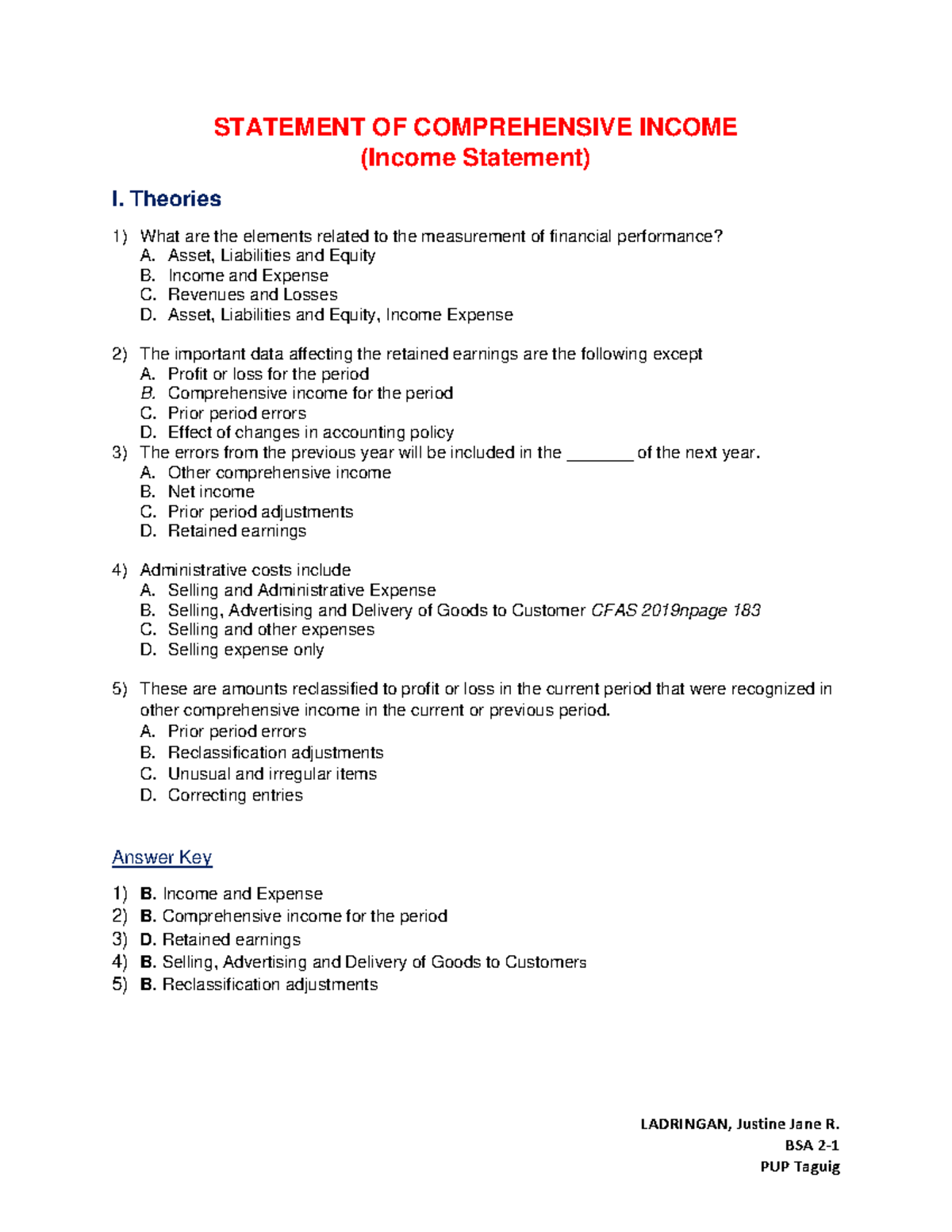 STAT 437721158: Comprehensive Income Test Bank and Key Answers - Studocu