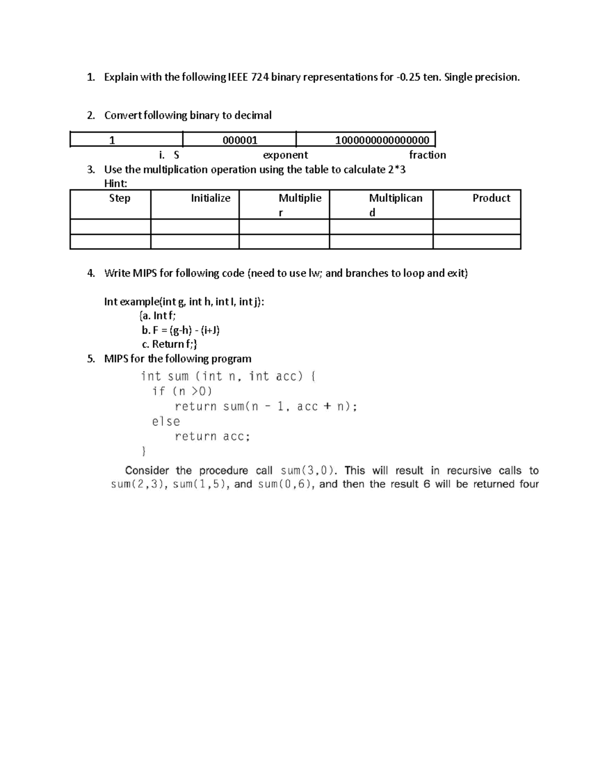 Final Exam: Binary Representations, MIPS Code, and RAID Concepts - Studocu