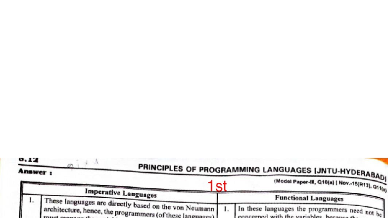 PPL 1st Unit 5 Key Concepts and Comparisons in Programming Languages - Studocu