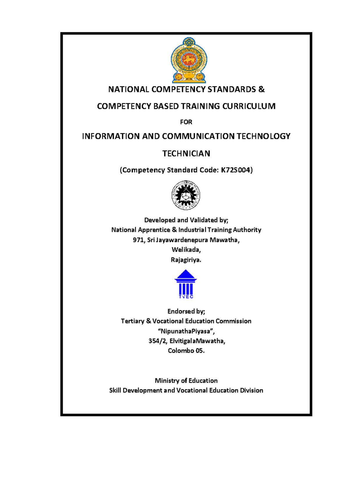 K72S004 National Competency Standards for ICT Technicians - Curriculum ...