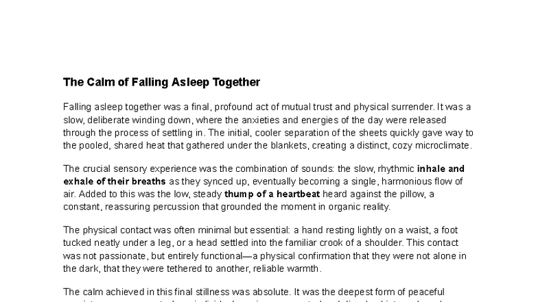 The Intimacy of Shared Slumber: A Profound Trust Experience - Studocu