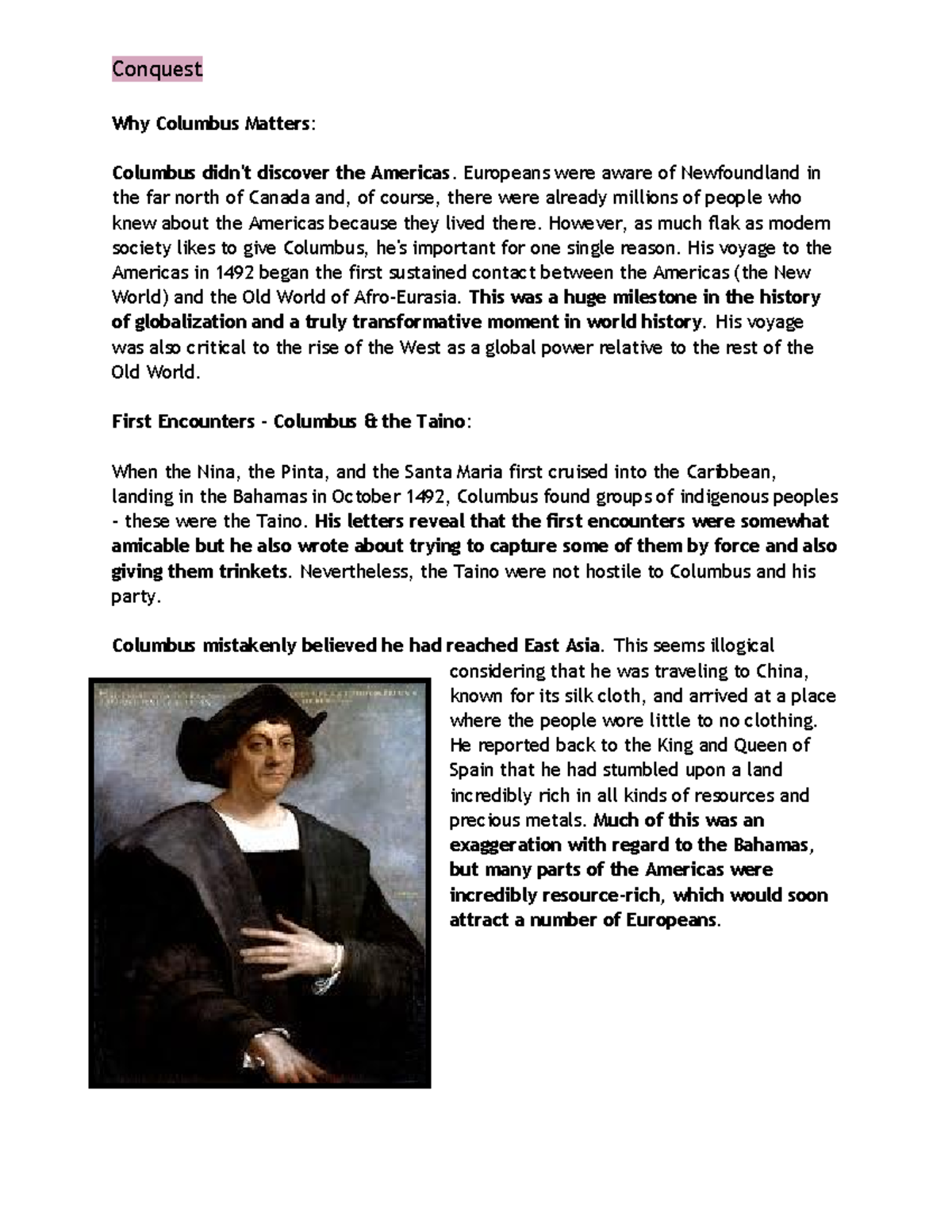 History - Conquest - Why Columbus Matters: Columbus didn't discover the ...