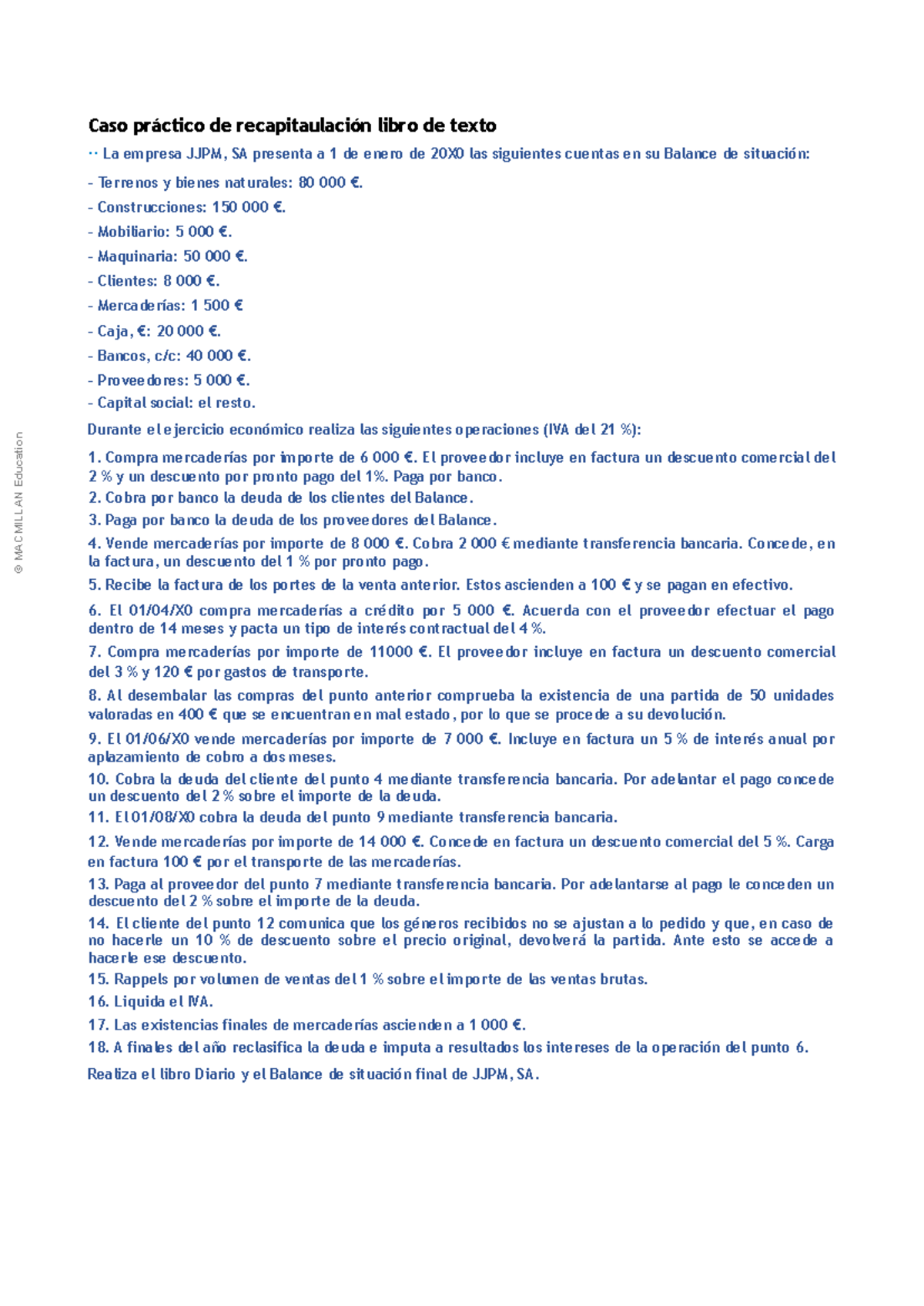 Caso Práctico de Recapitulación: Balance de JJPM, SA (Unidad 1-2) - Studocu