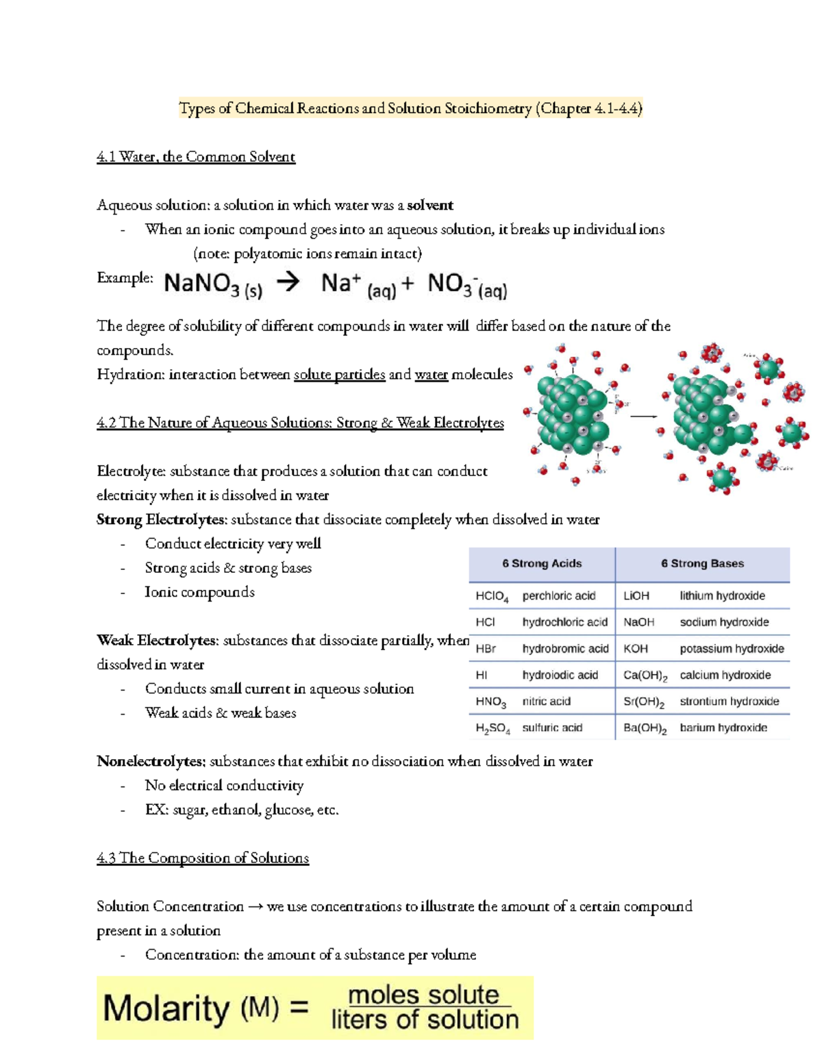 Chemistry Ch. 4 & 5 - Chemical Reactions and Solution Stoichiometry ...