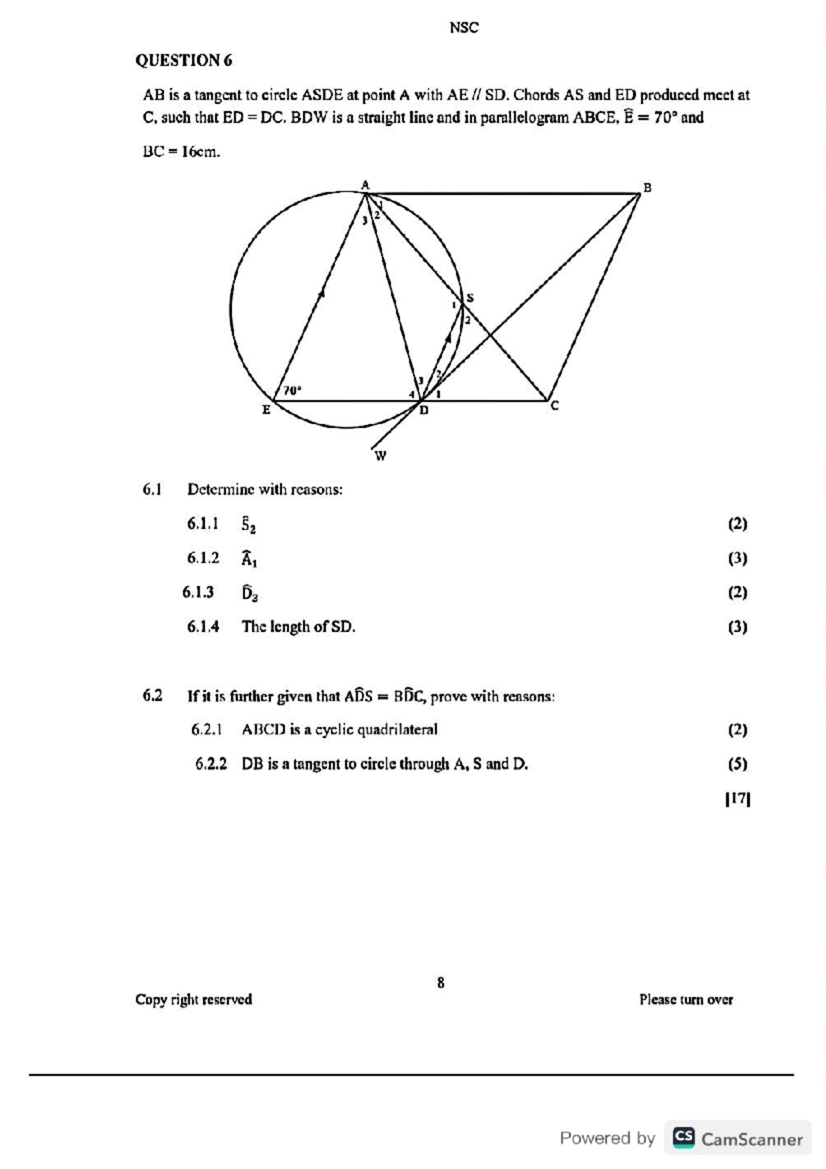 NSC Geometry Practice Questions: Tangents, Chords, and Proportionality ...