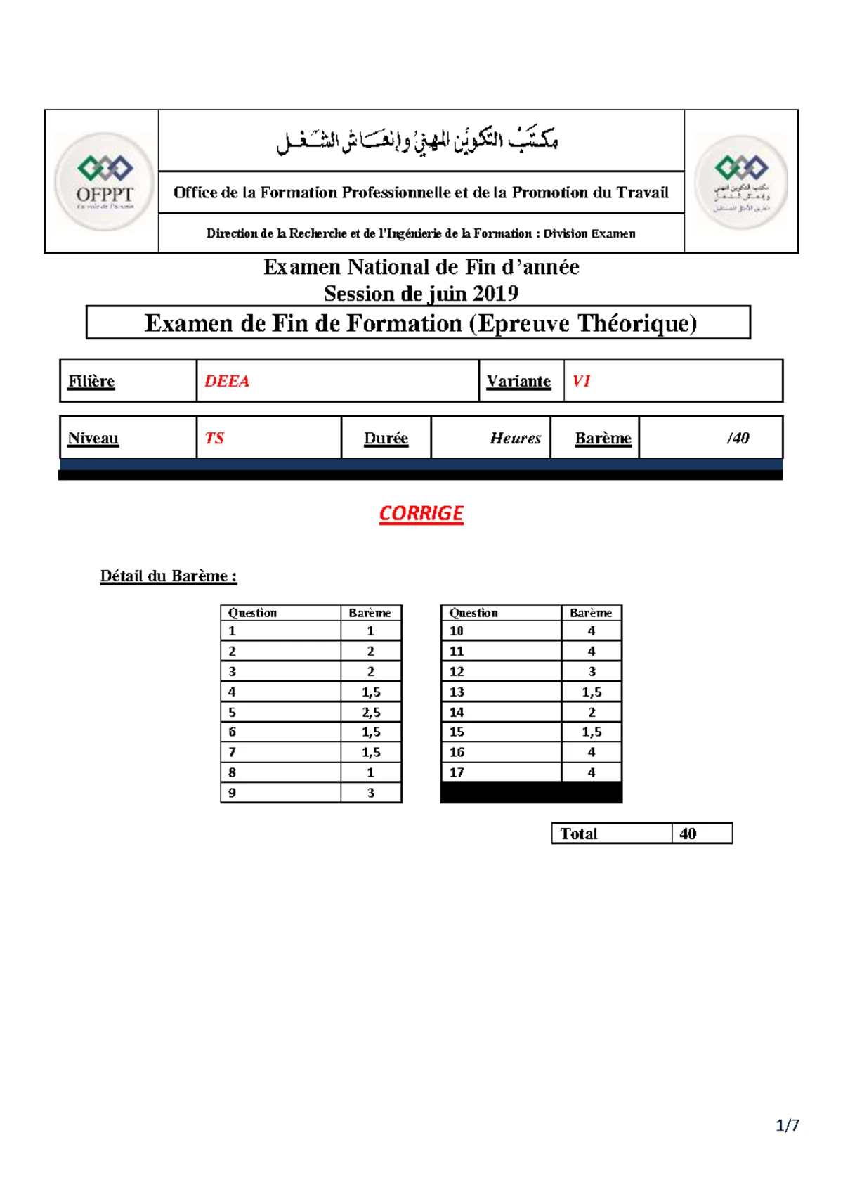 EFF Tsdee Corrige-2020 - Filière Variante Page Page 1 sur 15 Examen ...