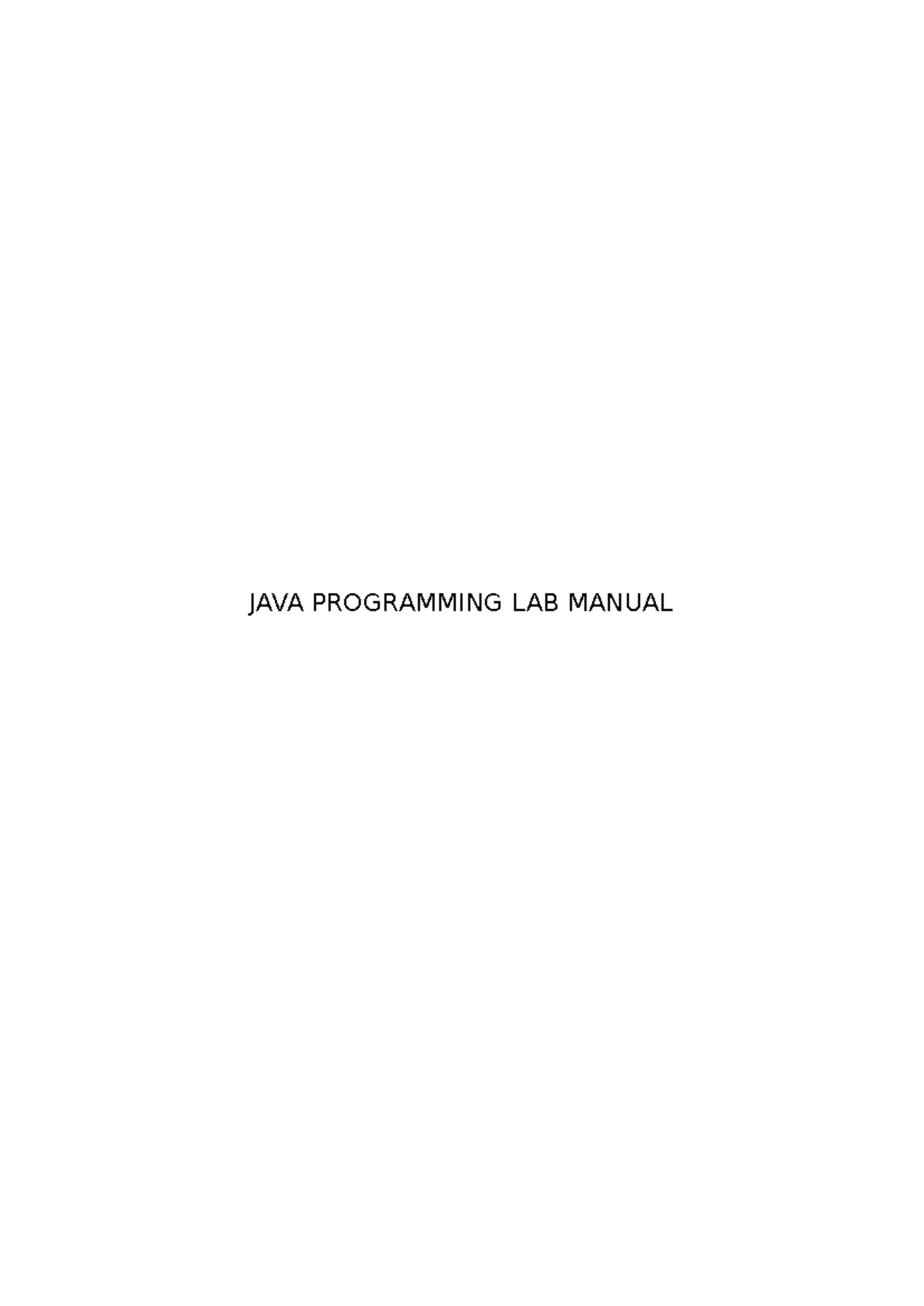 JAVA Programming LAB Manual: Exercises & Example Codes - Studocu