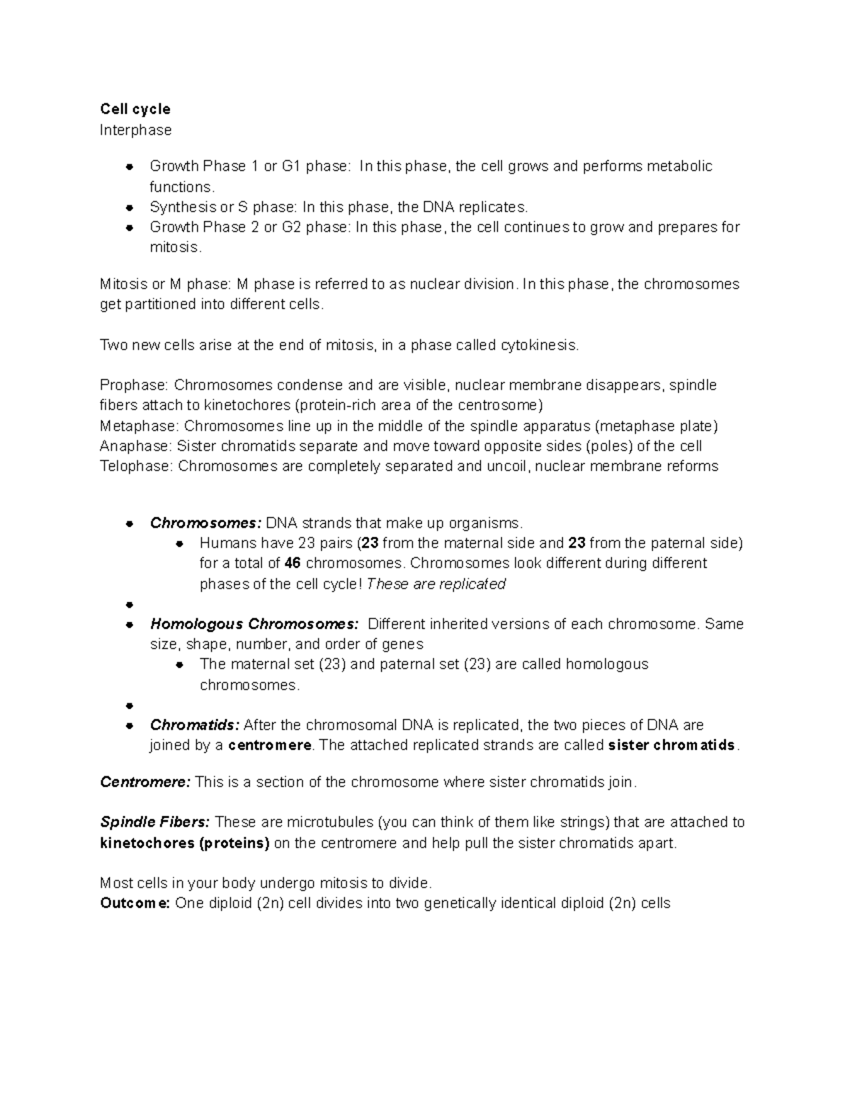 Lab 6: Cell Cycle & Division Overview Notes - Studocu