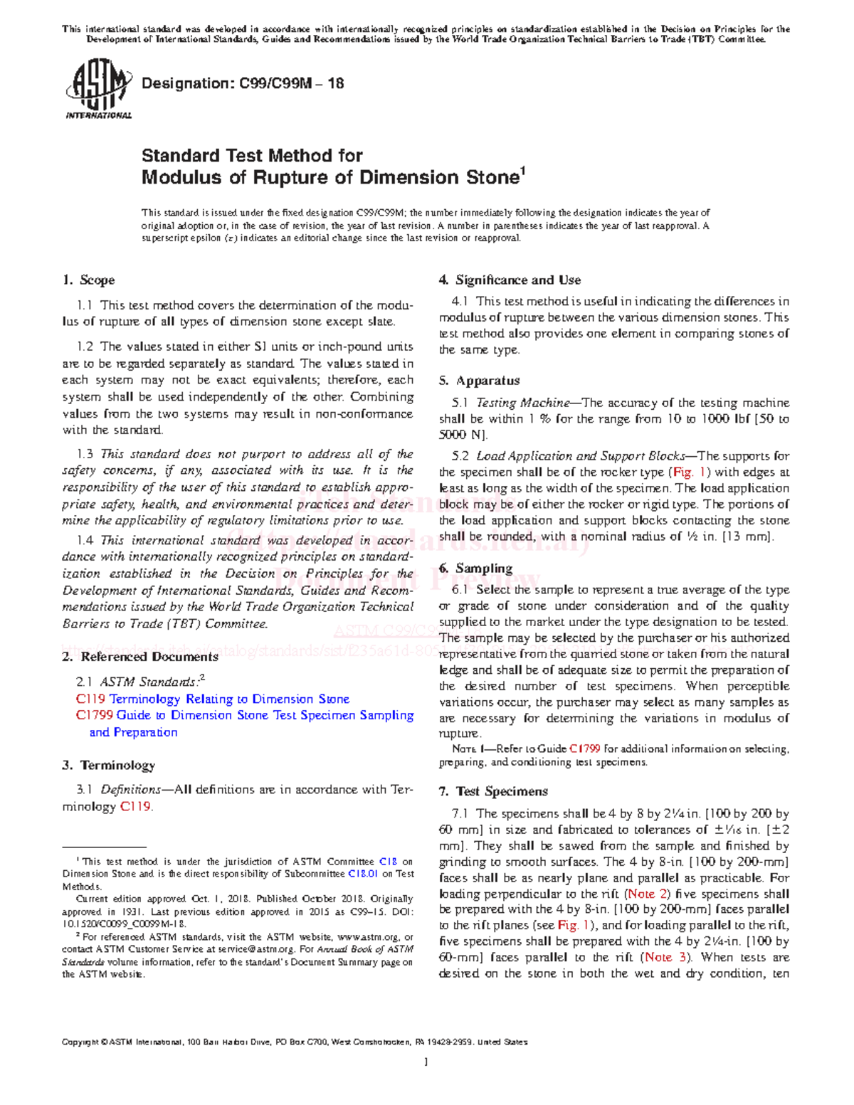 ASTM C99 Standard Test Method for Modulus of Rupture of Stone - Studocu