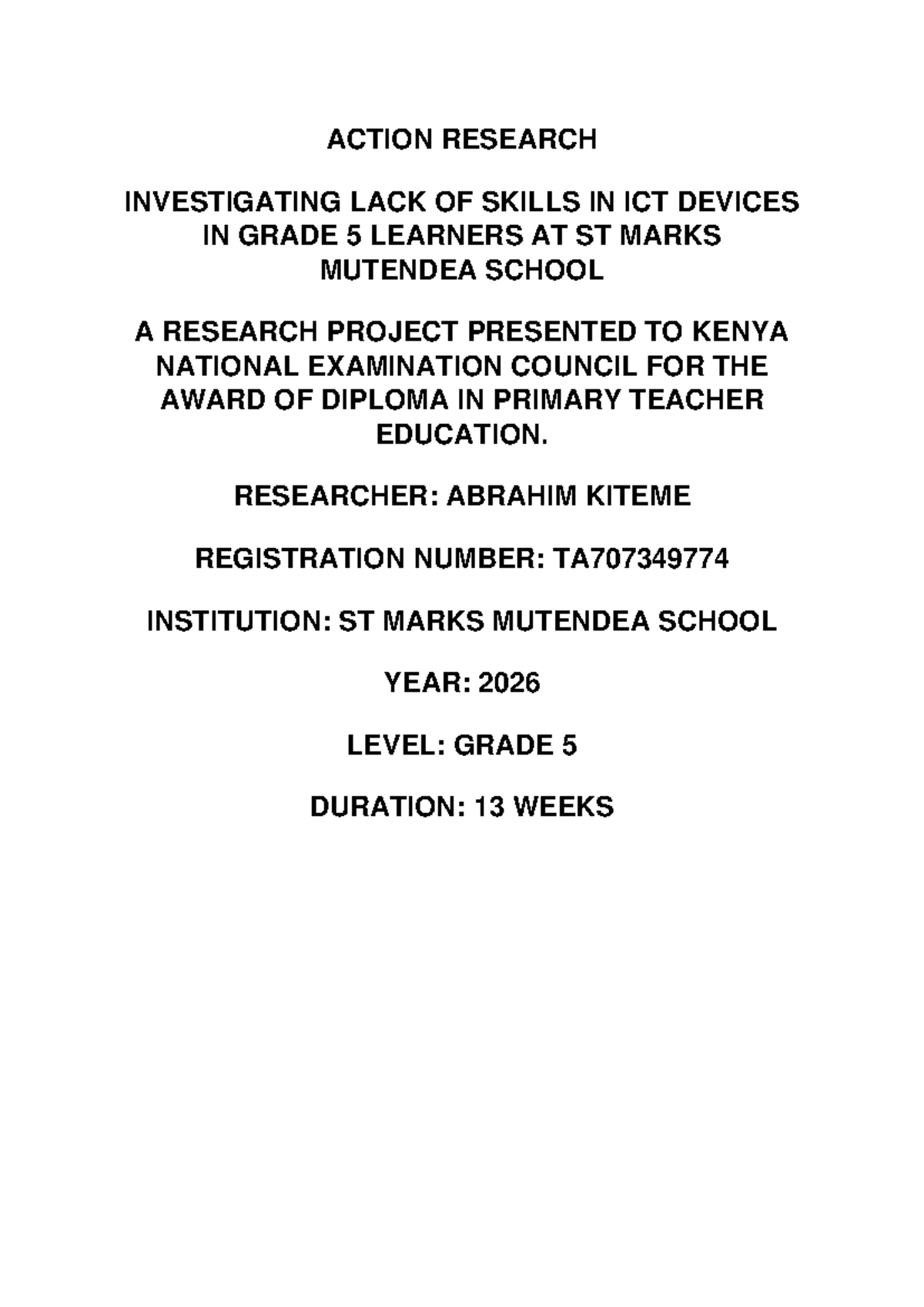 ICT Action Research: Addressing ICT Skills Gaps in Grade 5 Learners ...