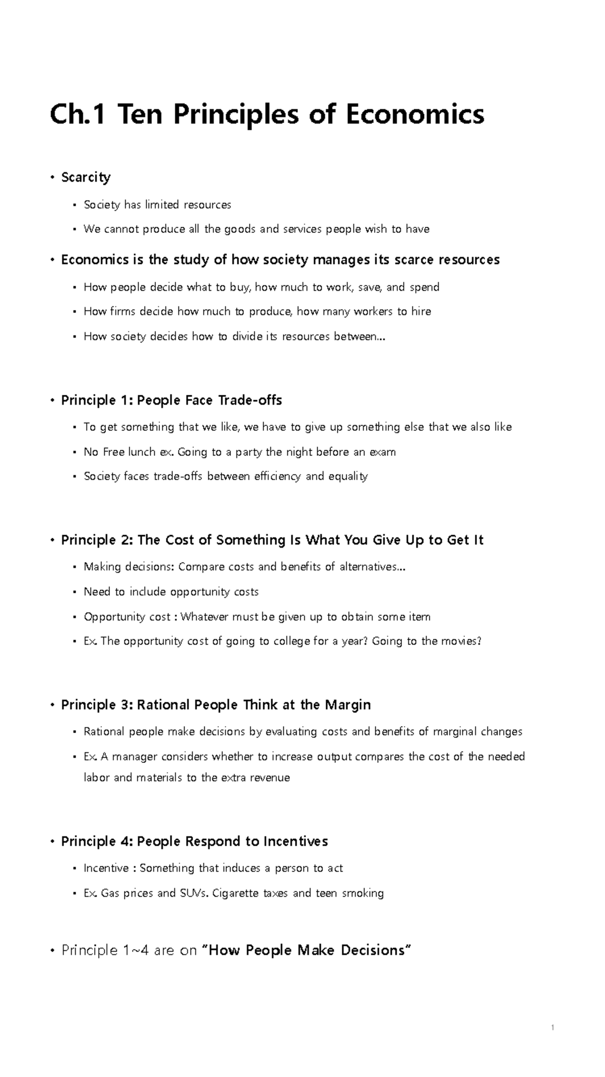 Ch 1: Ten Principles of Economics - Scarcity and Resource Management ...