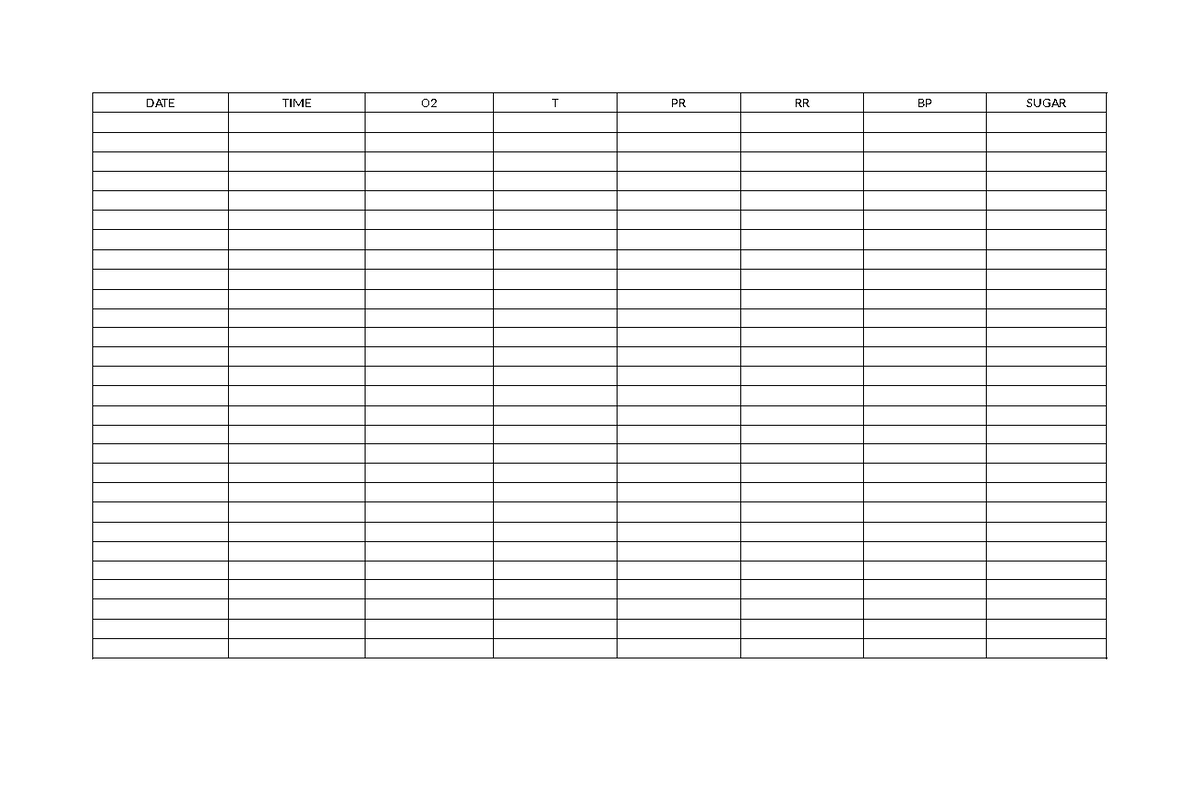Vital Signs Sheet - Disaster Nursing - DATE TIME 02 PR RR BP SUGAR ...