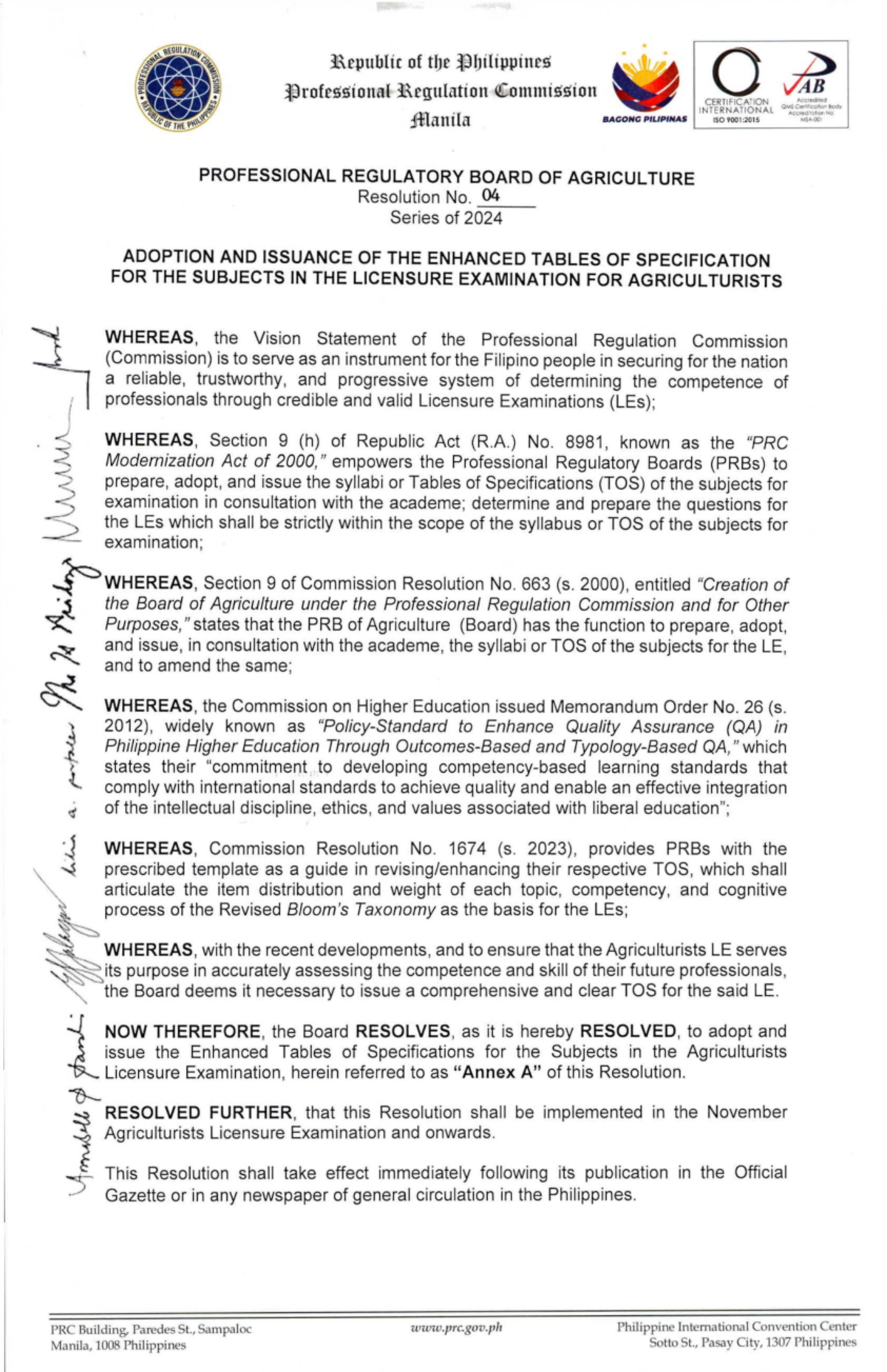 LEA 2025 Enhanced Tables of Specification for Agriculturists Exam - Studocu