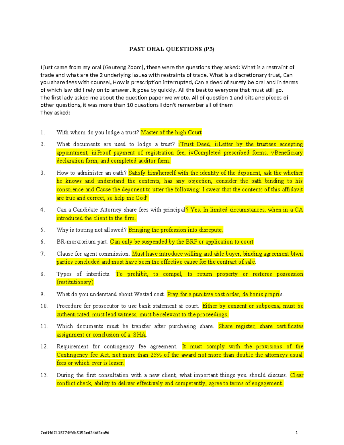 P3 - Gauteng Oral Questions Summary and Key Points - Studocu