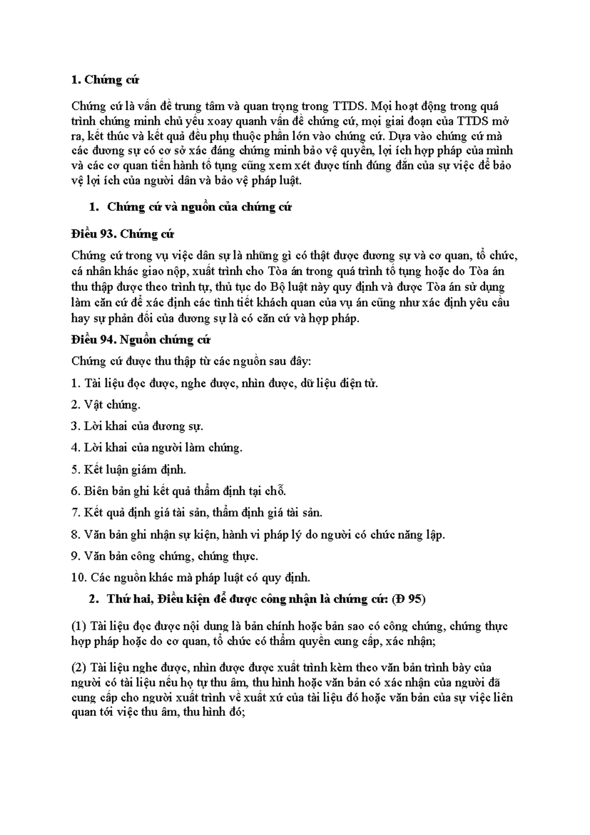 Chứng cứ và Chứng minh trong Tố tụng Dân sự (TTDS) - Tài liệu tham khảo ...