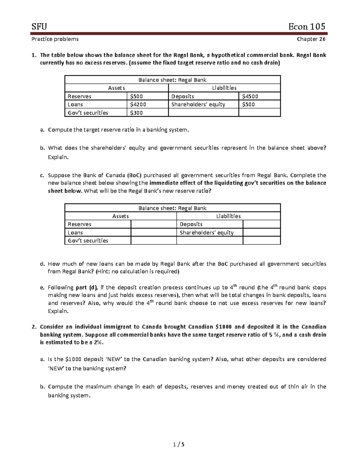 Econ 105 Final Exam Practice Problems: Chapter 26 Insights - Studocu
