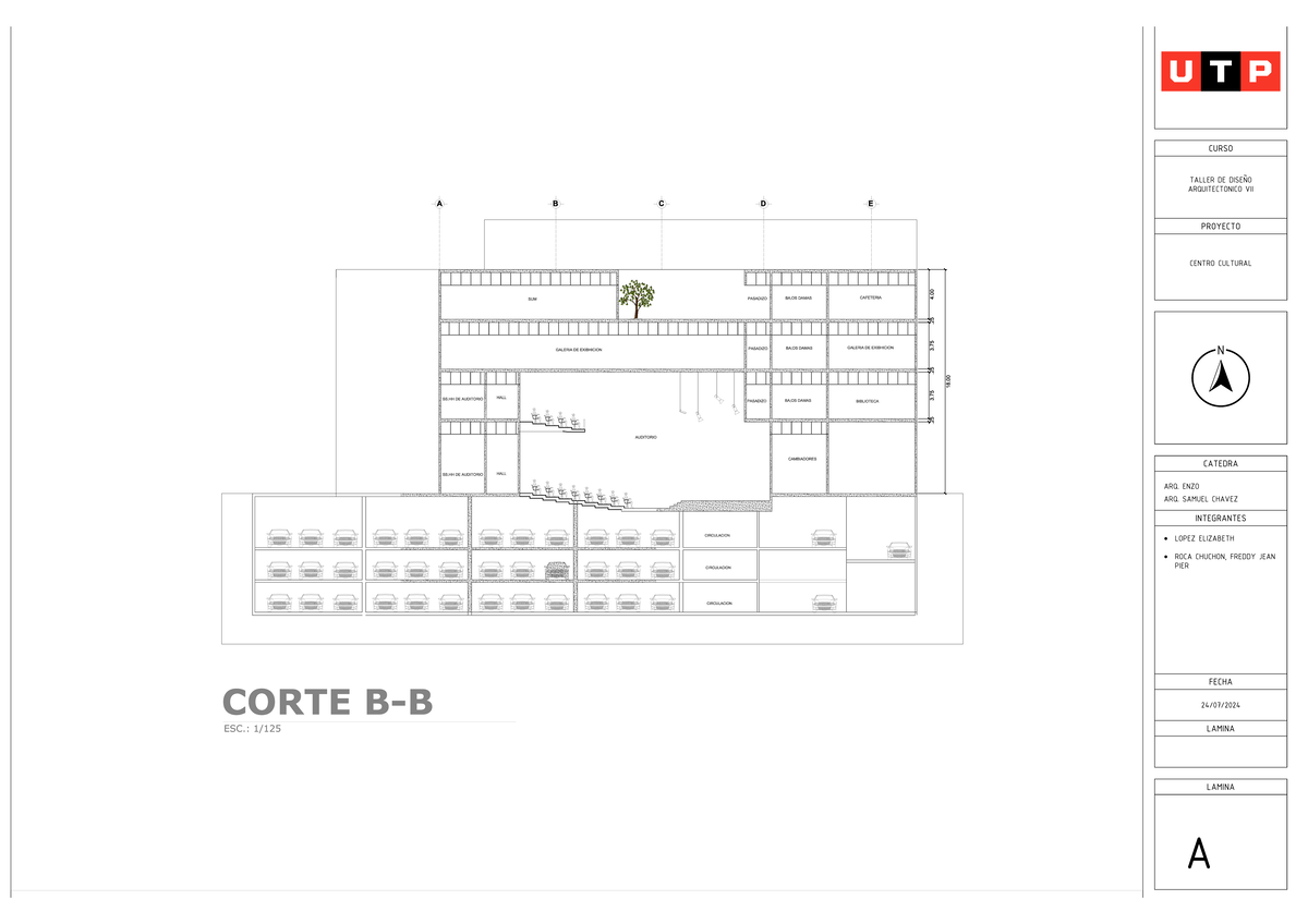 Corte B-B - CURSO TALLER DE DISE O ARQUITECTONICO VII A B C D E PROYECTO PASADIZO BA;OS DAMAS ...