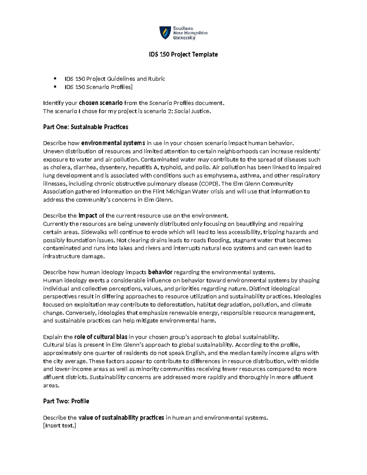 IDS 150 Project Template: Social Justice & Sustainability Analysis ...