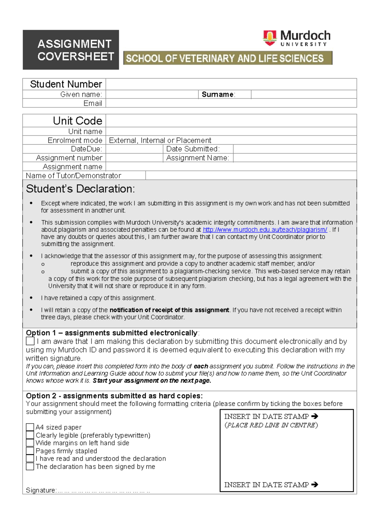 VLS Assignment Coversheet: Submission Guidelines and Declaration - Studocu