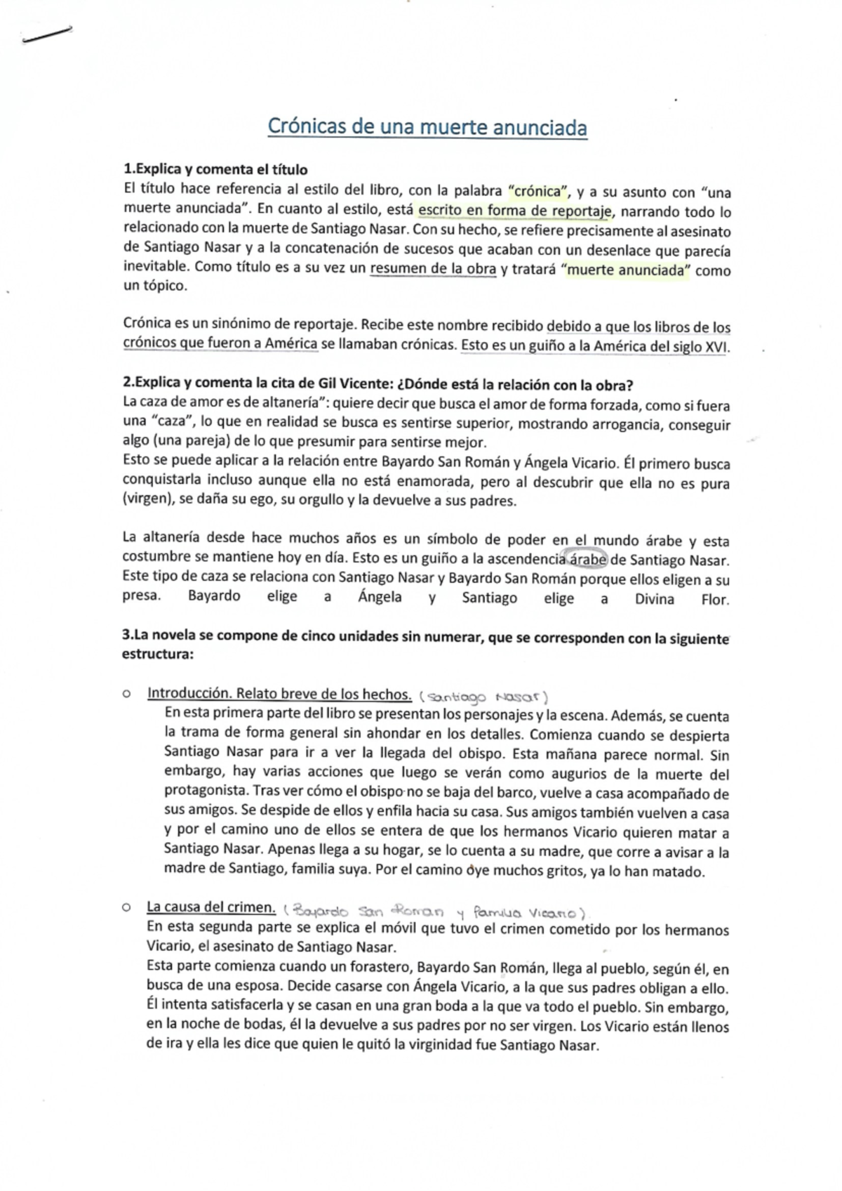 Guía de lectura "Crónica de una muerte anunciada" - Lengua Castellana y ...