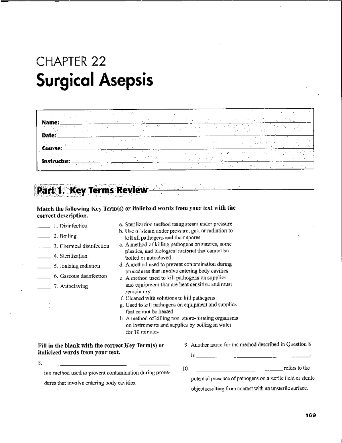 Chapter 22 Study Guide - Surgical Asepsis for Nursing Students - Studocu