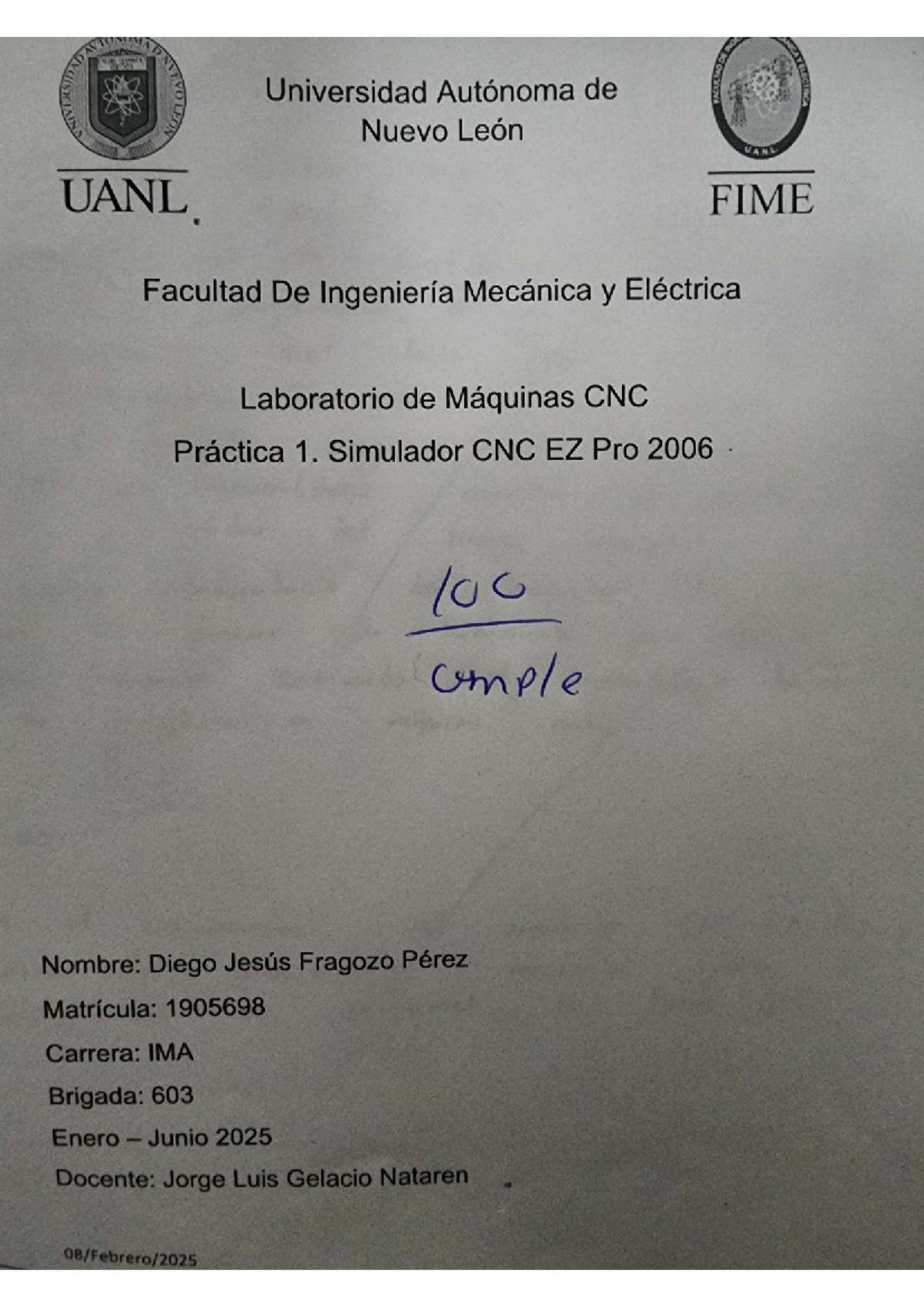 1905698 P1 - Práctica 1: Simulador CNC EZ Pro en FIME - Studocu