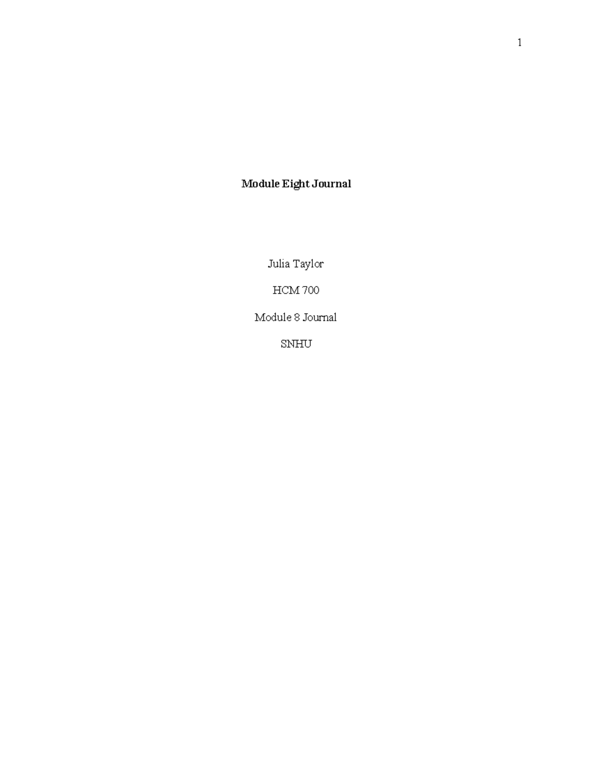 HCM 700 Journal 8 Reflection - Insights from Milestone 5 - Studocu