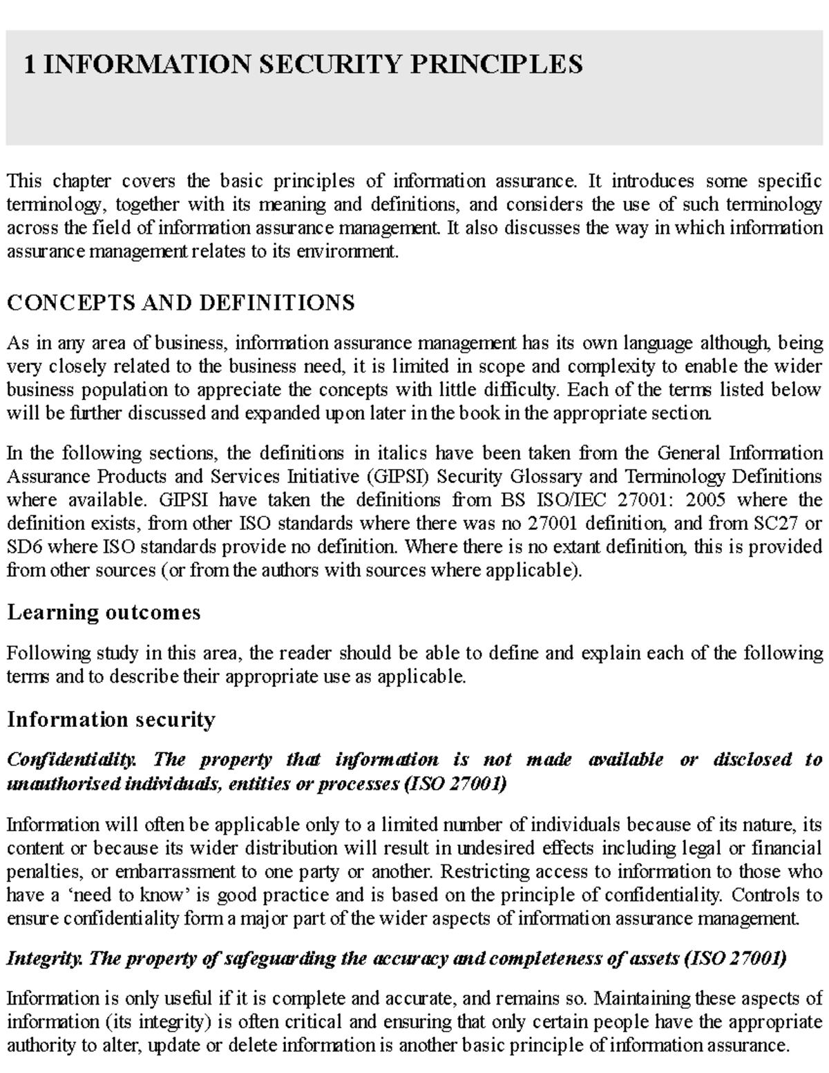 Ch 1 Nformation Security Principles - 1 INFORMATION SECURITY PRINCIPLES ...